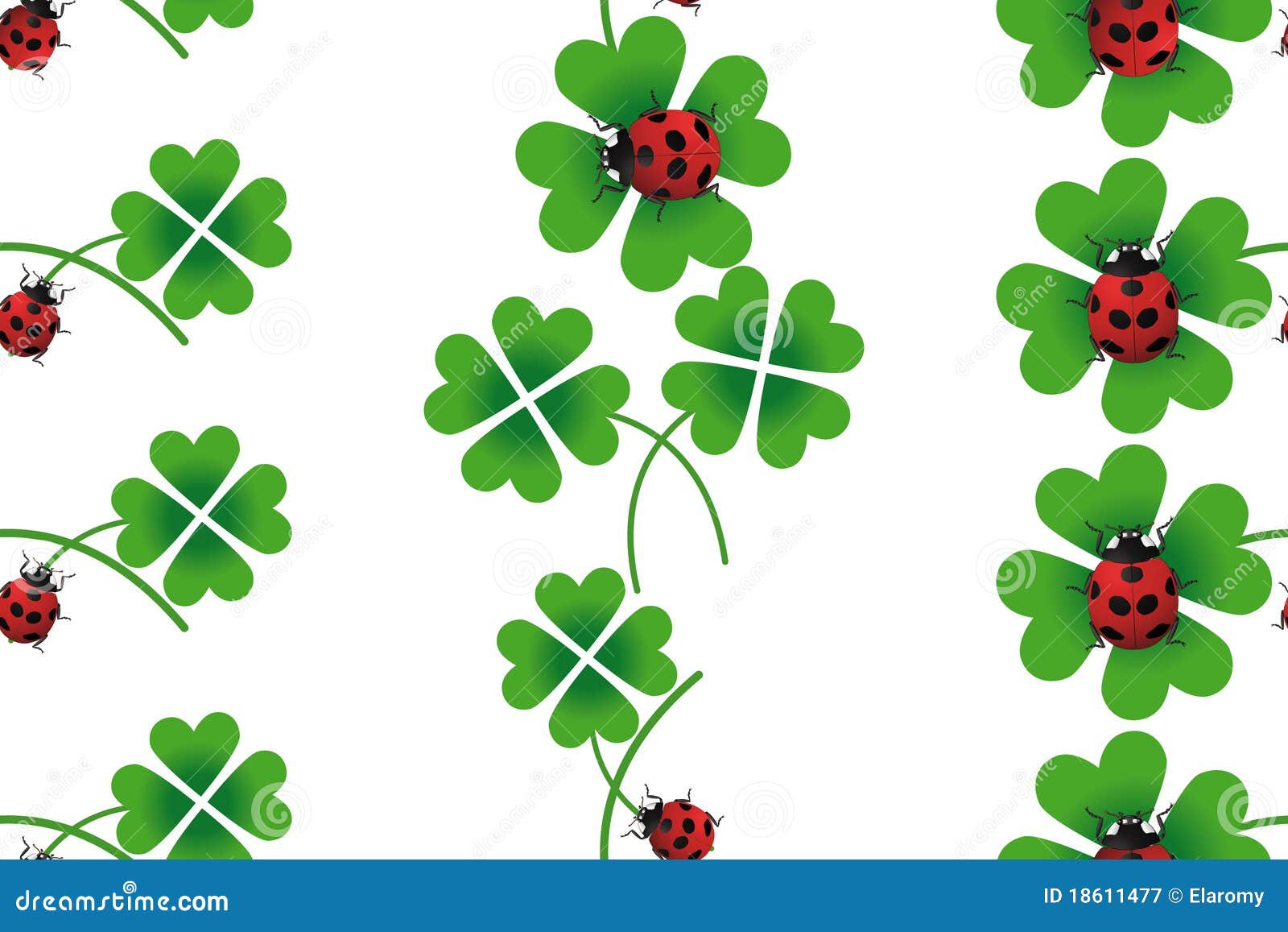 Seamless Pattern with Four-leaf Clover and Ladybug Stock Illustration ...