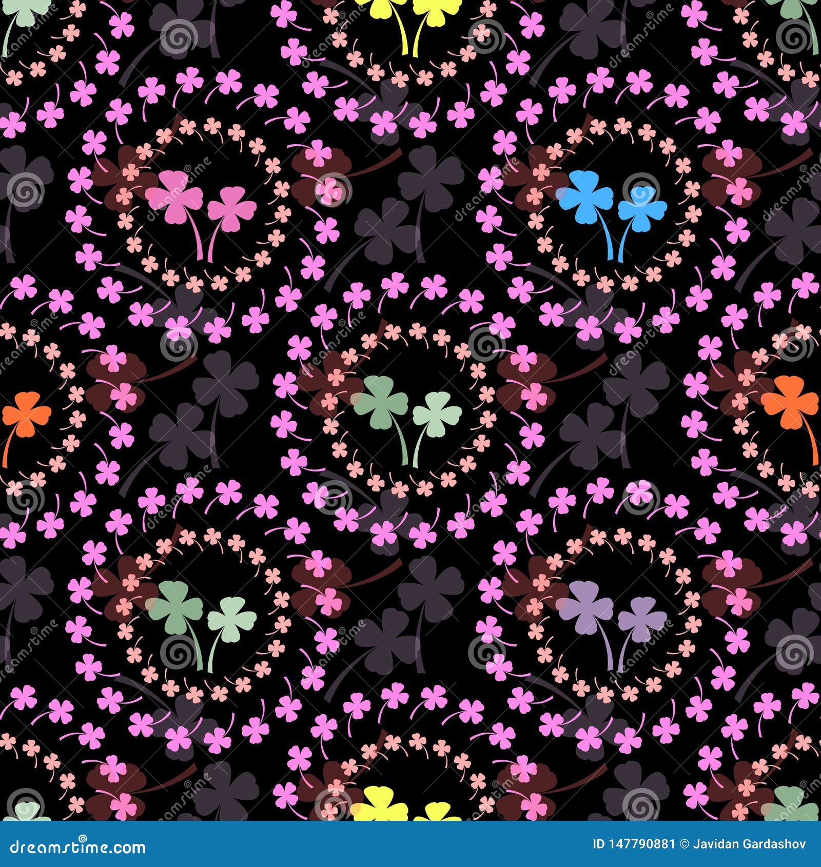 Seamless Pattern with Four Leaf Clover Leaves on the White Background ...