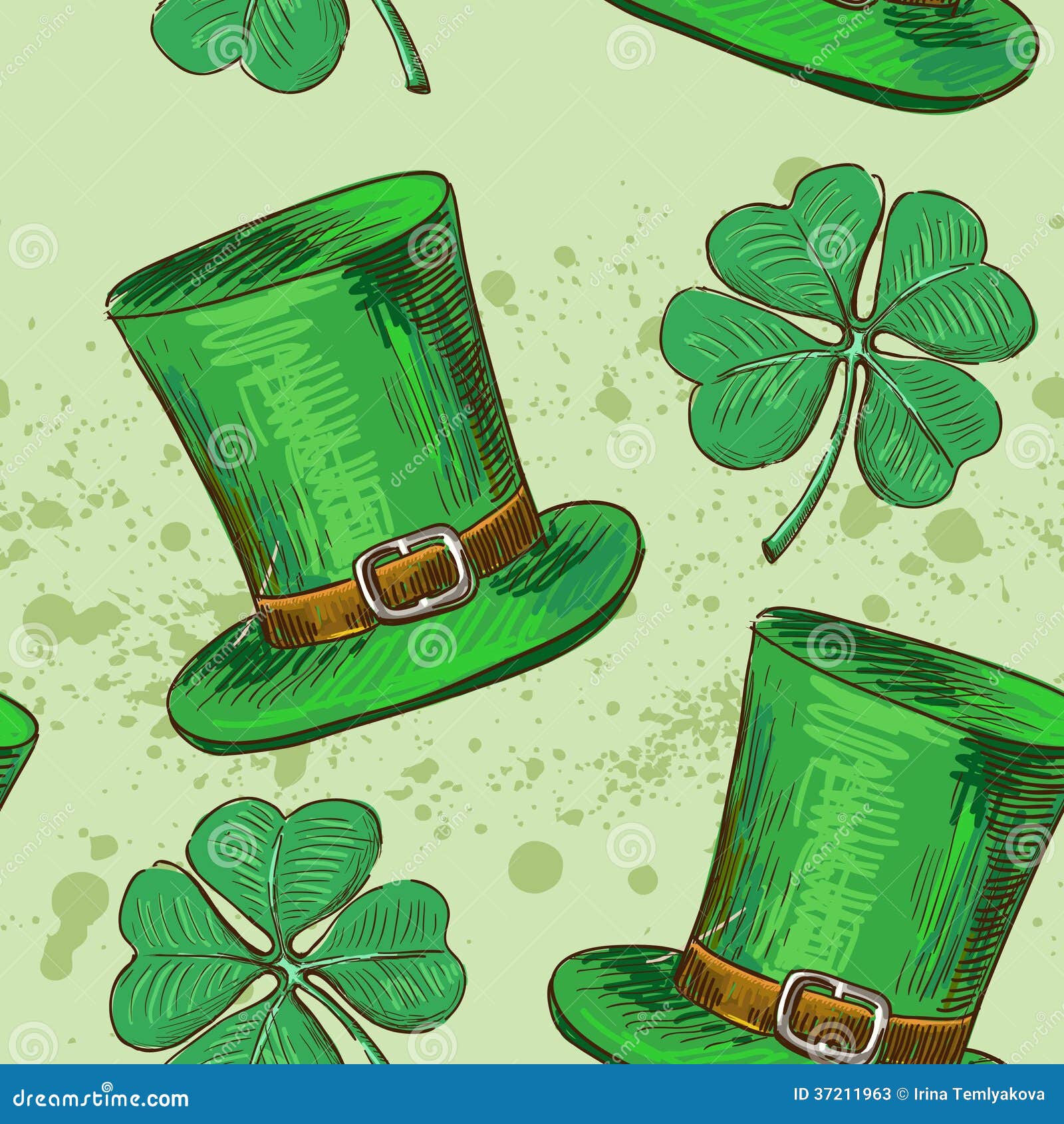 Seamless Pattern Four Leaf Clover, Luck, or St. Stock Vector ...