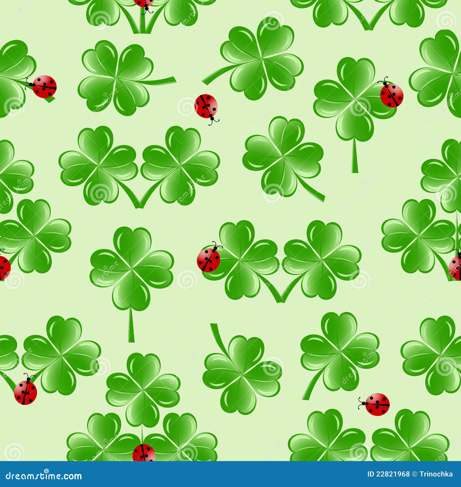 Seamless Pattern with Four Leaves Clover Stock Vector - Illustration of ...