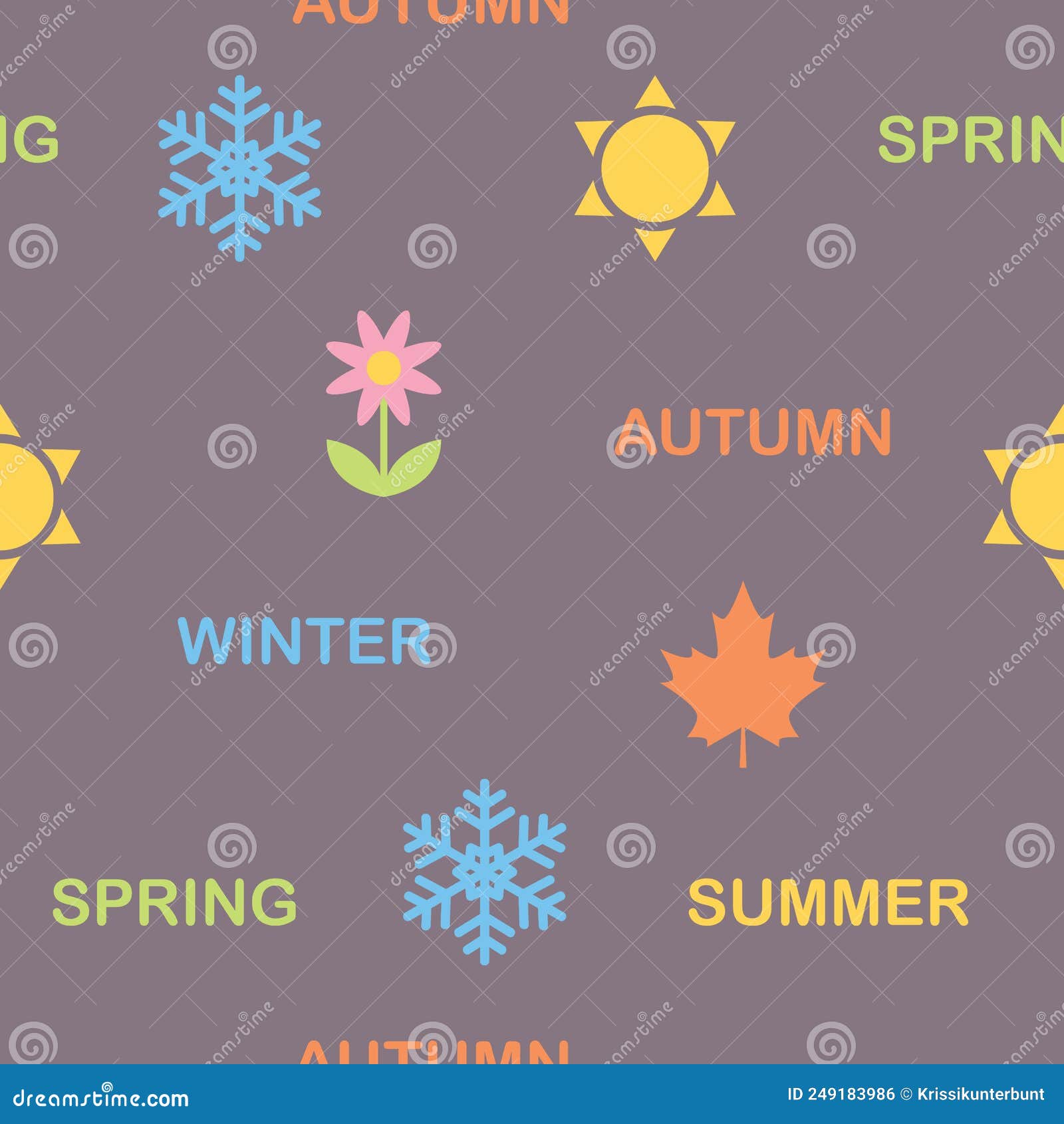 Seamless Pattern Four Seasons Winter Spring Summer Fall Stock Vector ...