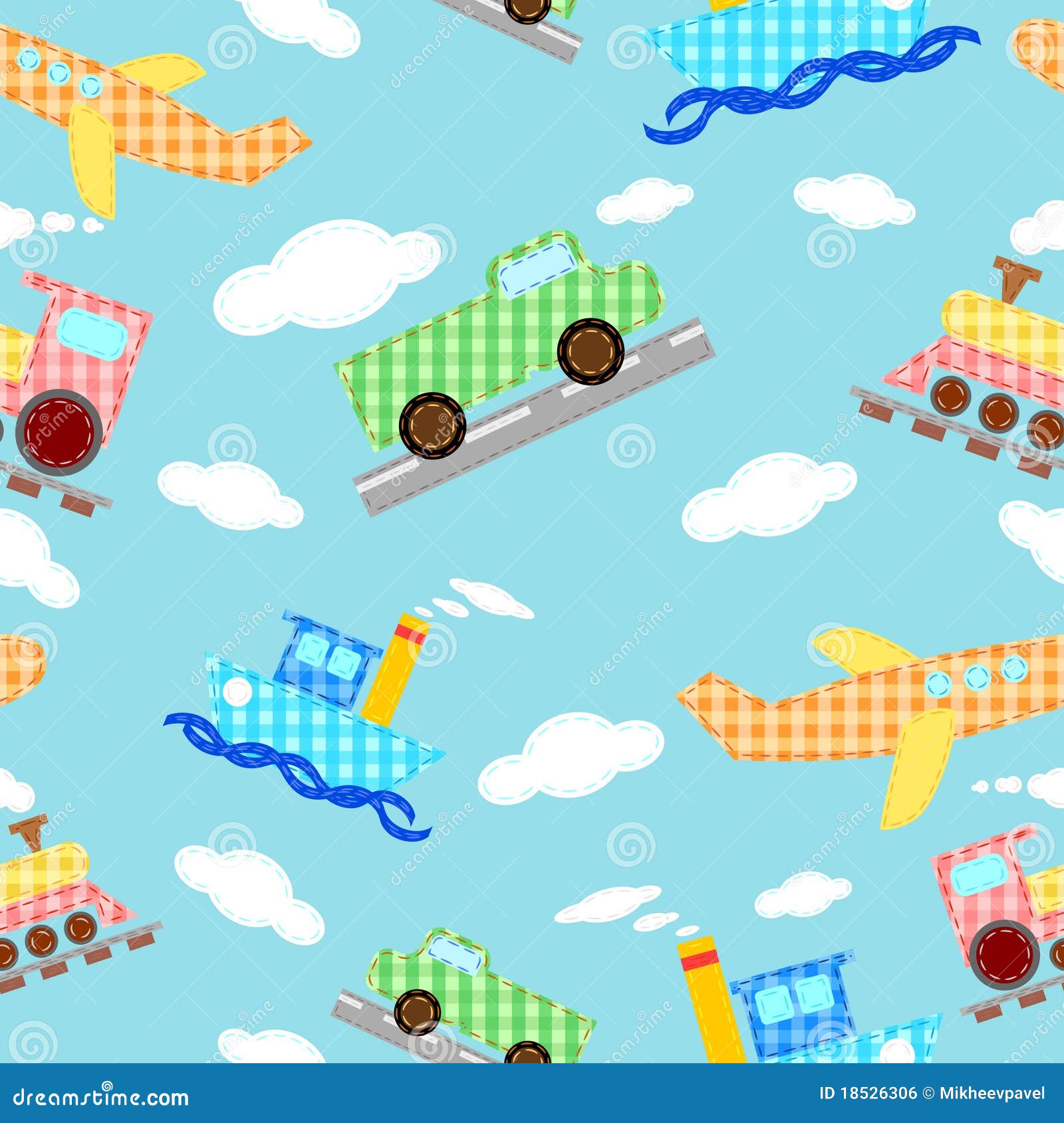 Seamless Pattern Four Types of Transport - Vector Stock Vector ...