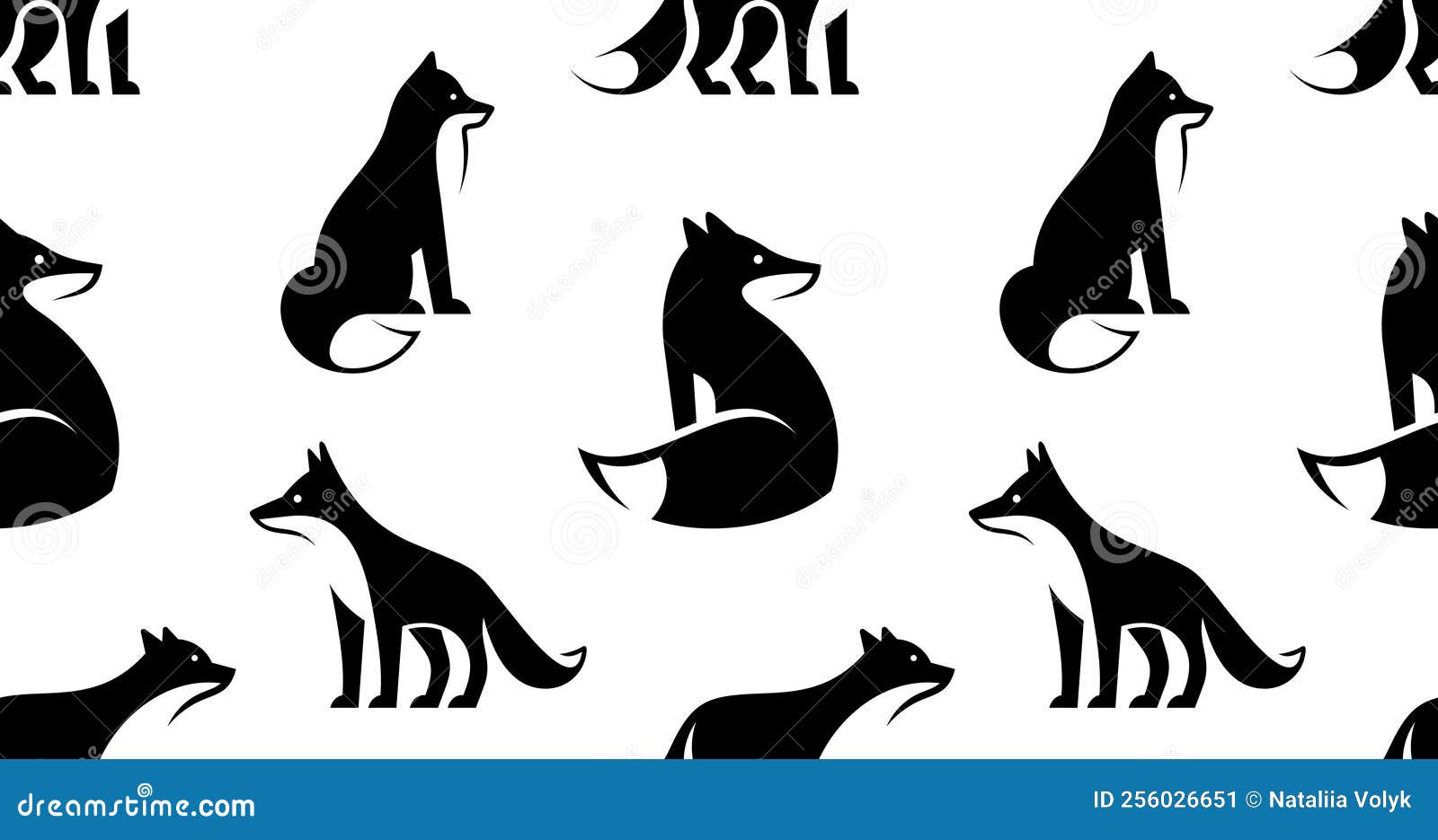 Seamless Pattern with Fox Logo Stock Vector - Illustration of emblem ...