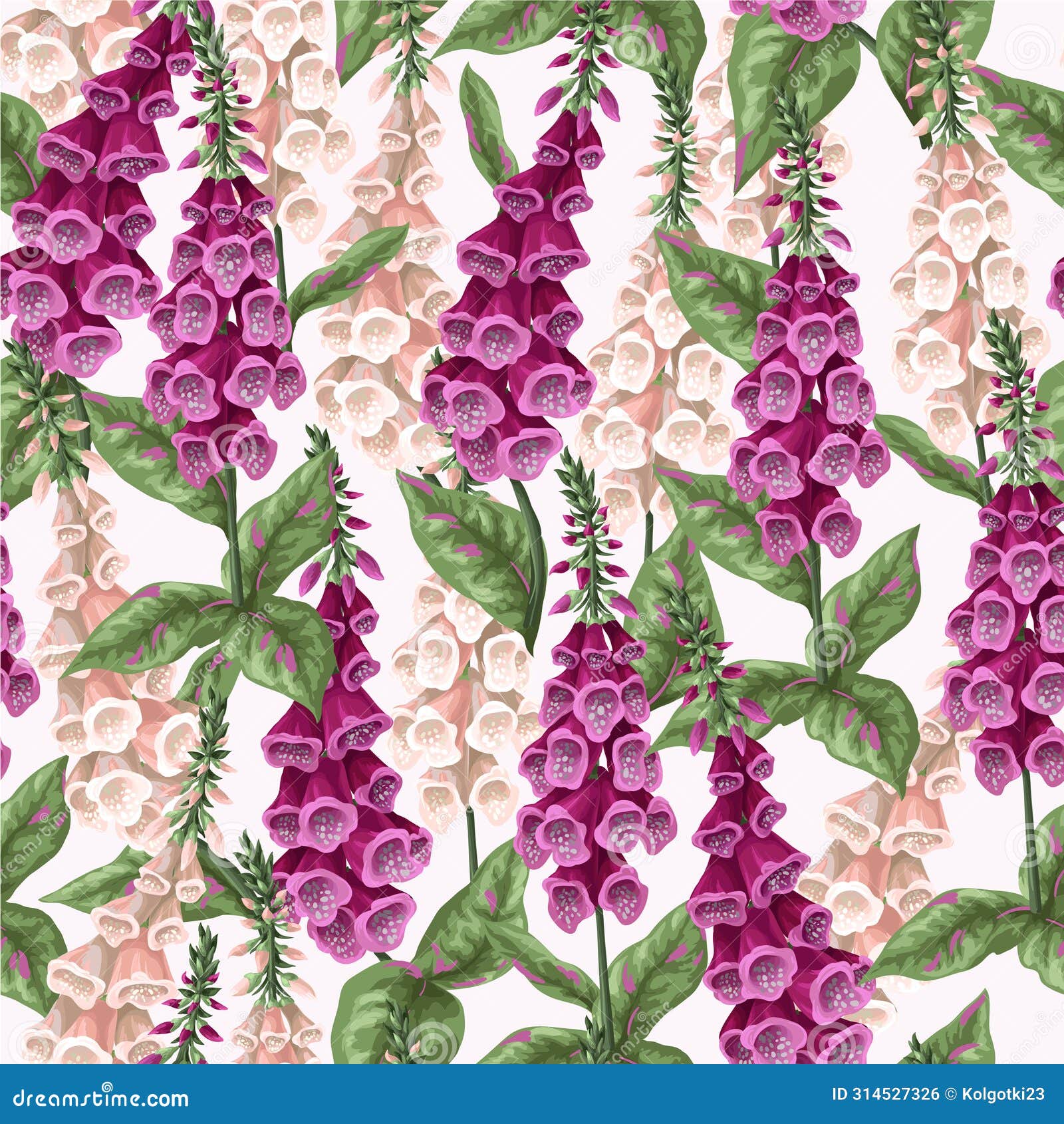 Seamless Pattern with Foxglove Flowers. Vector. Stock Vector ...