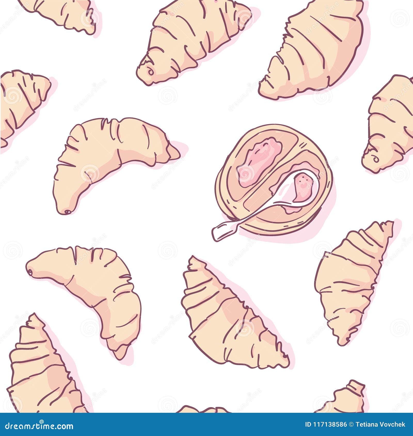 French Croissants Vector Seamless Pattern Stock Vector - Illustration ...