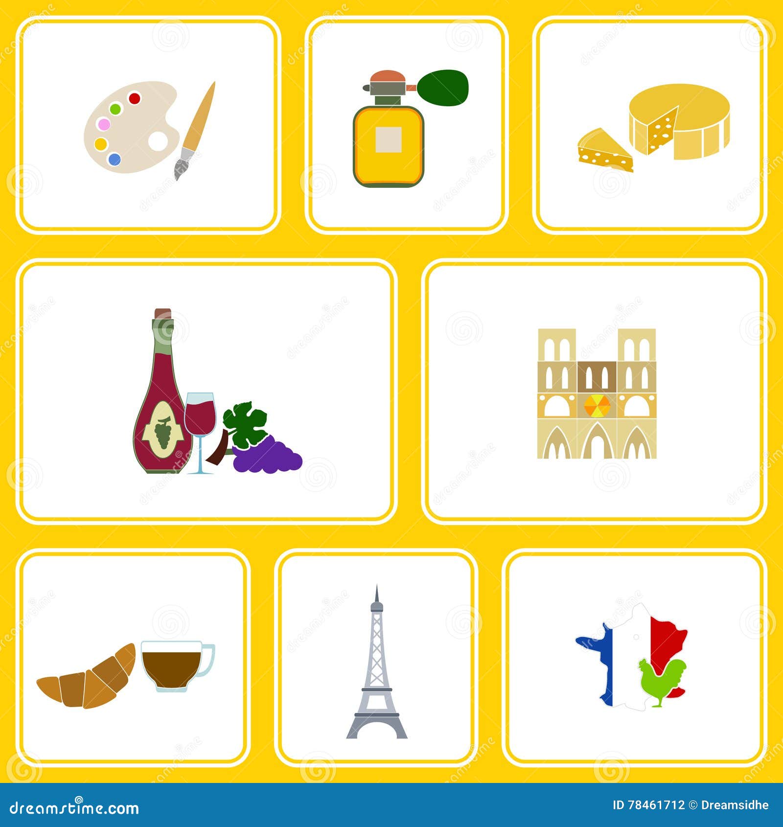 Seamless Pattern with French Icons Stock Vector - Illustration of ...