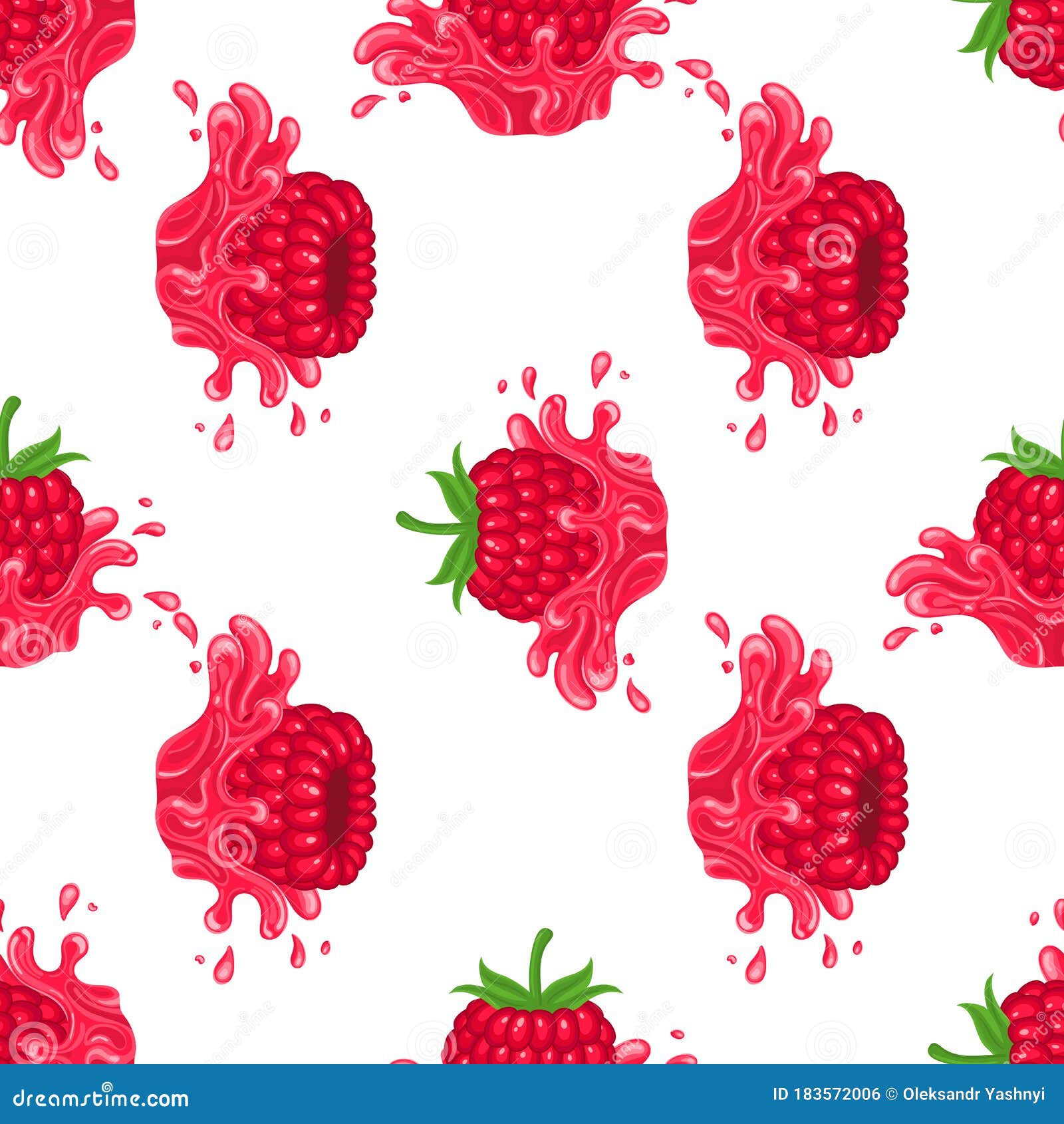 Seamless Pattern with Fresh Bright Raspberry Juice Splash Burst ...