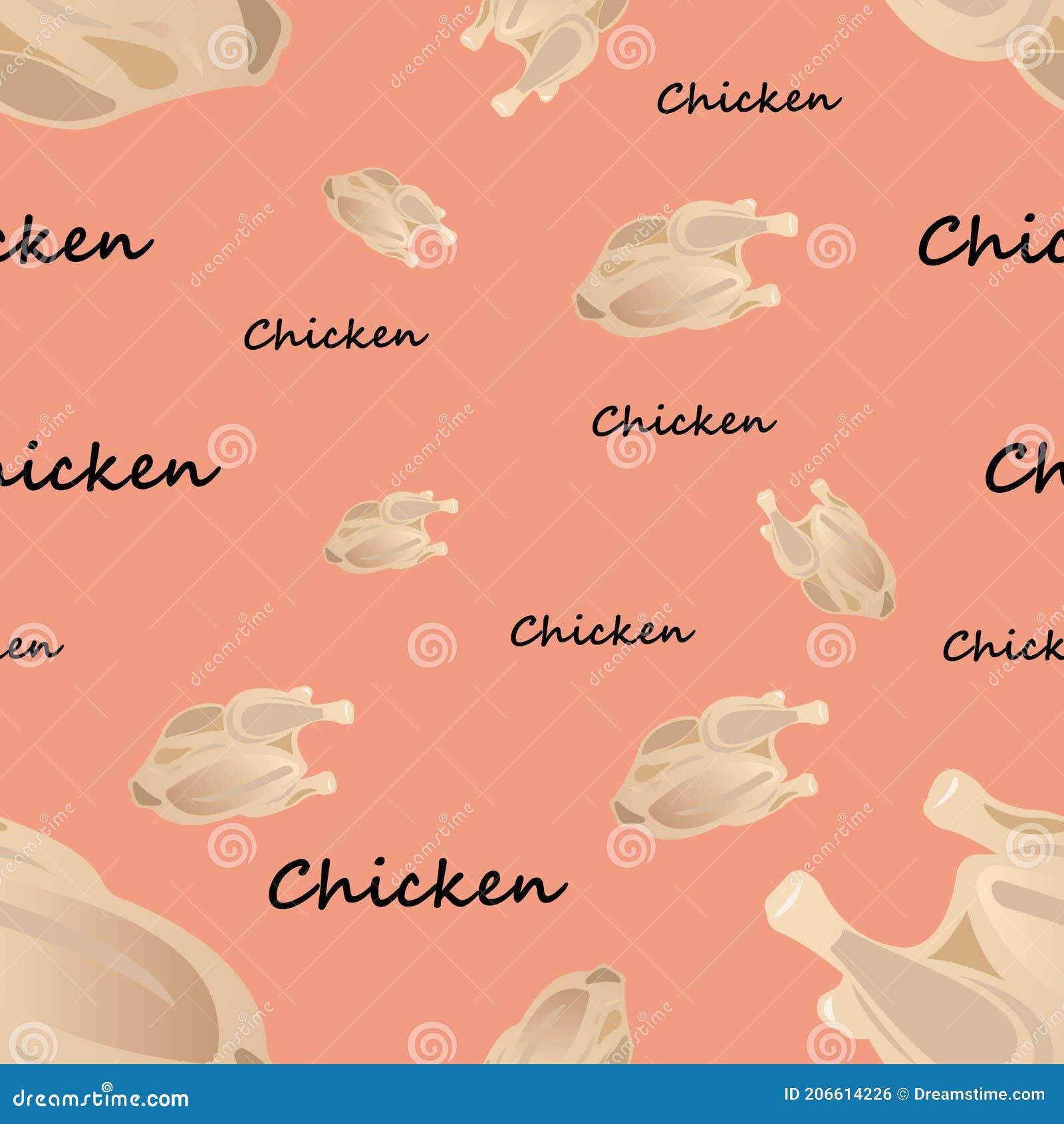 Seamless Pattern of Fresh Chicken. Vector Illustration Isolated on a ...