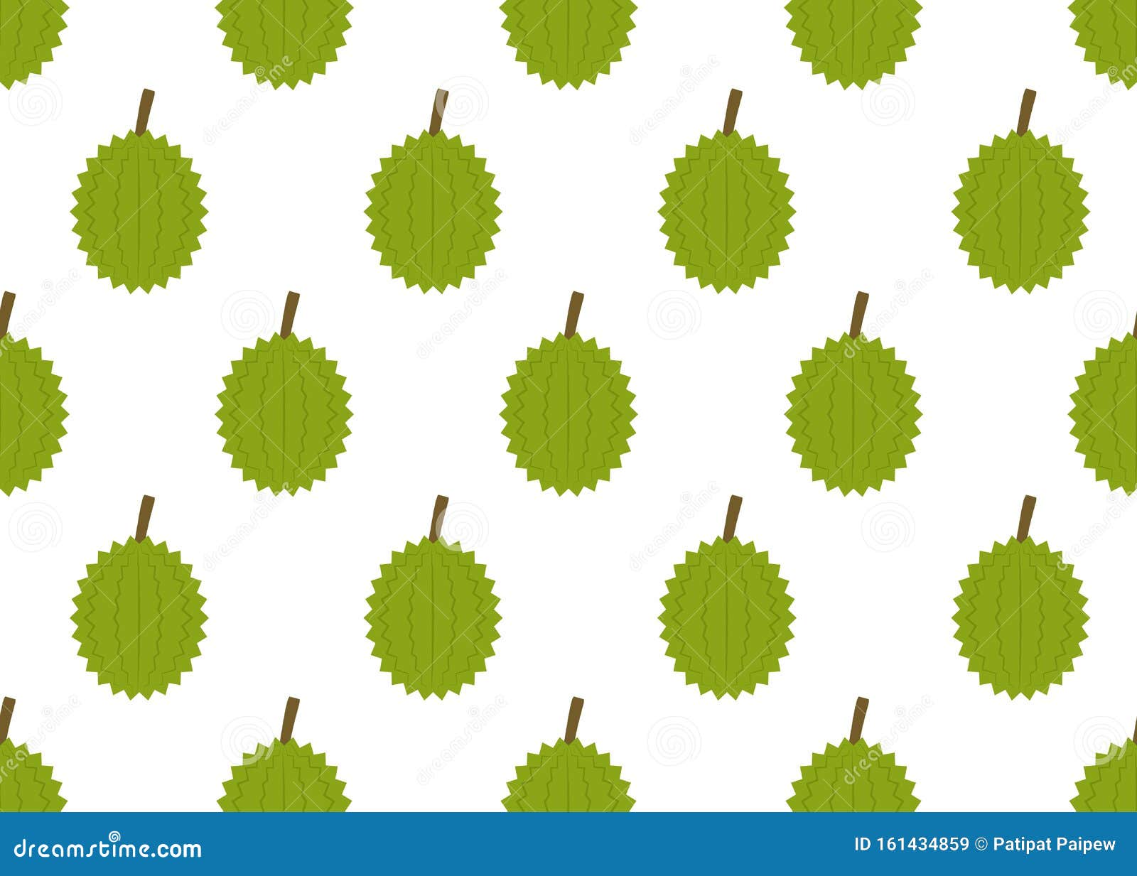 Seamless Pattern of Fresh Durian Isolated on White Background Stock ...