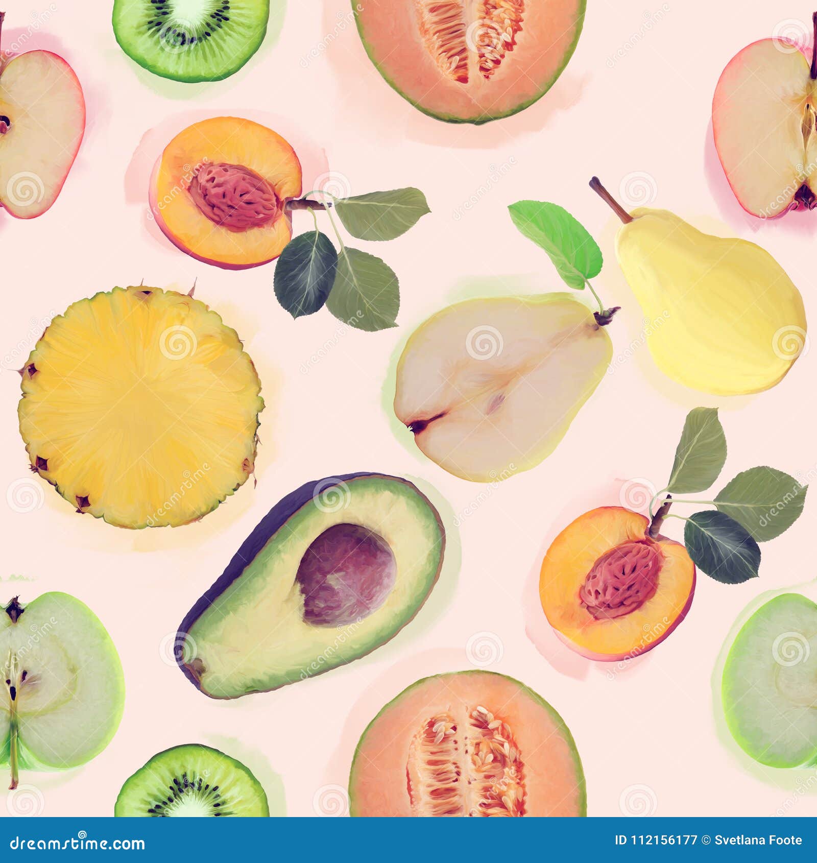 Seamless Pattern with Fresh Fruits Stock Illustration - Illustration of ...