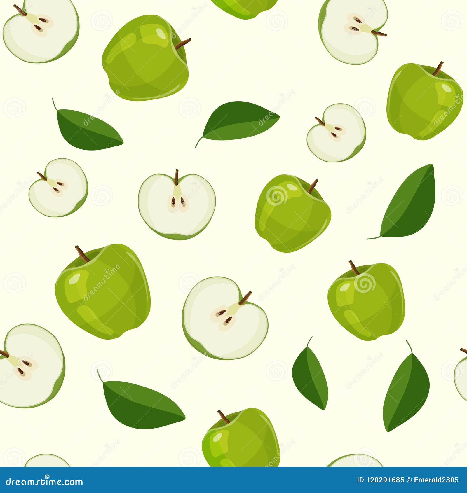 Seamless Pattern with Fresh Green Apples Stock Vector - Illustration of ...