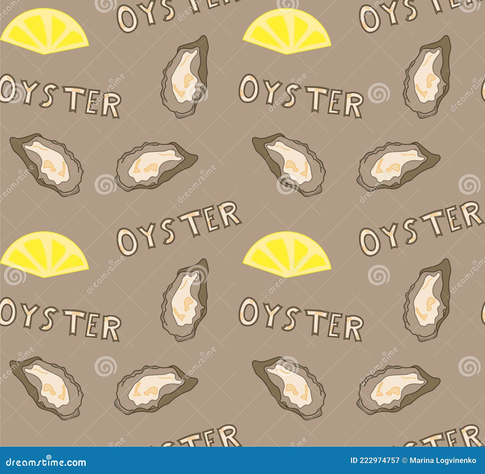 Seamless Pattern with Fresh Oysters Shell and Lemon Stock Vector ...
