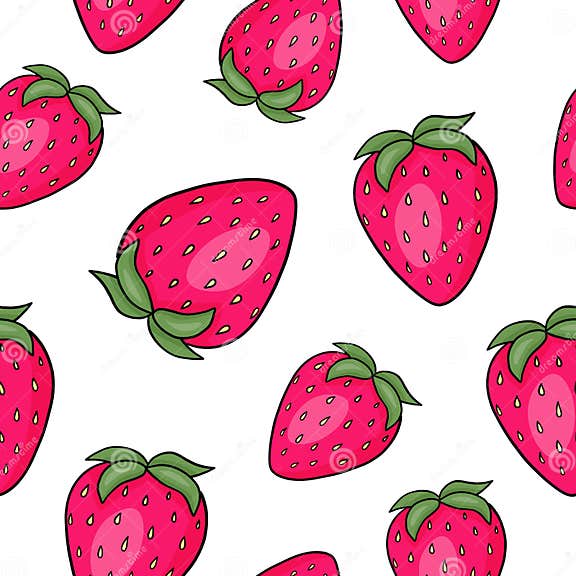 Seamless Pattern with Fresh Pink Strawberry. Stock Vector ...