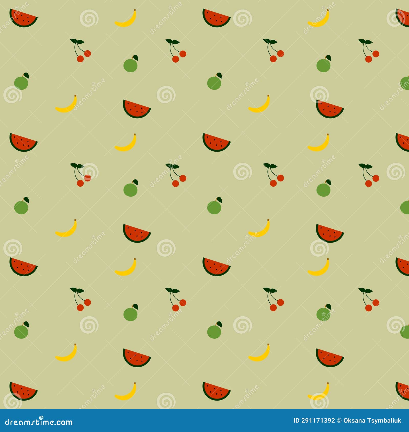 Seamless Pattern with Friuts and Flowers. Vector Illustration Stock ...