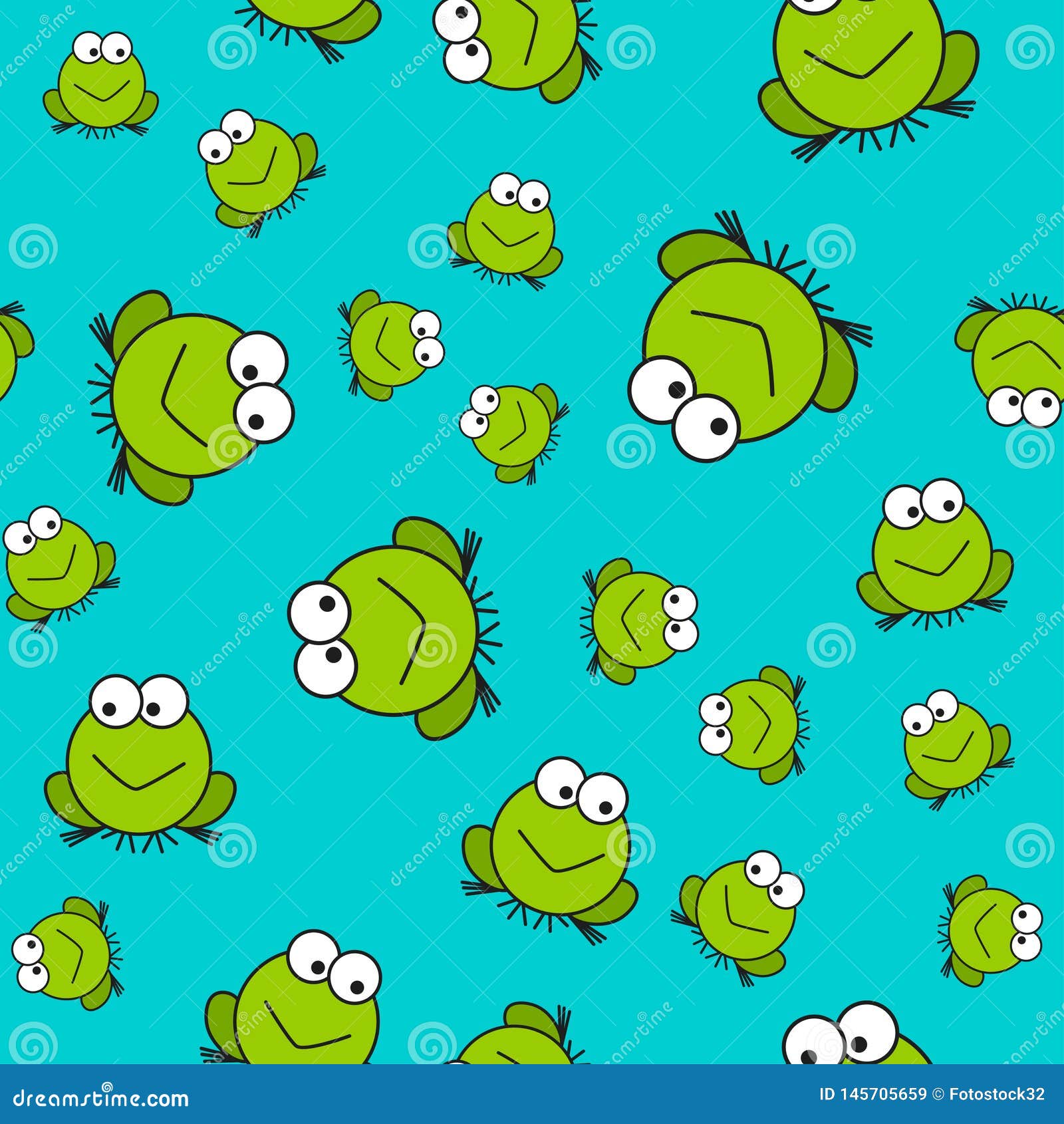 Seamless Pattern of Frogs in Cartoon Style Stock Illustration ...