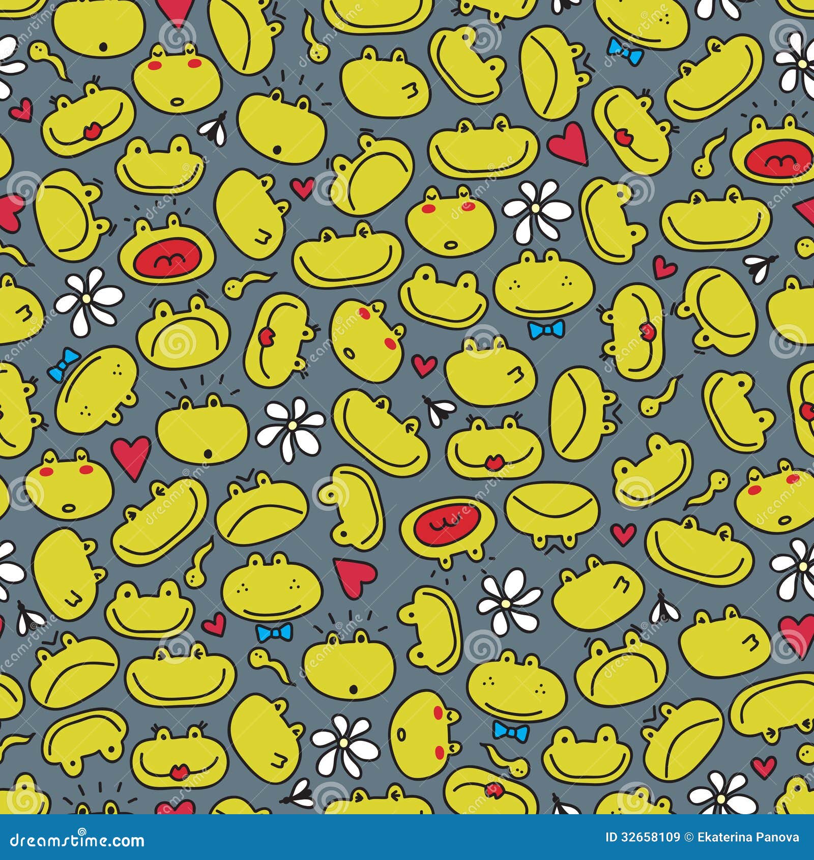 Seamless Pattern with Frogs Faces. Stock Vector - Illustration of ...