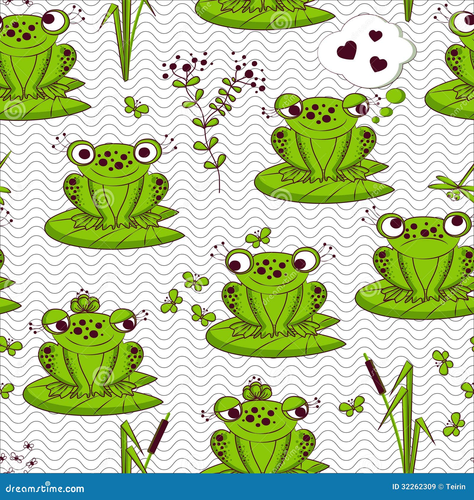 Seamless pattern - frogs stock vector. Illustration of repeat - 32262309