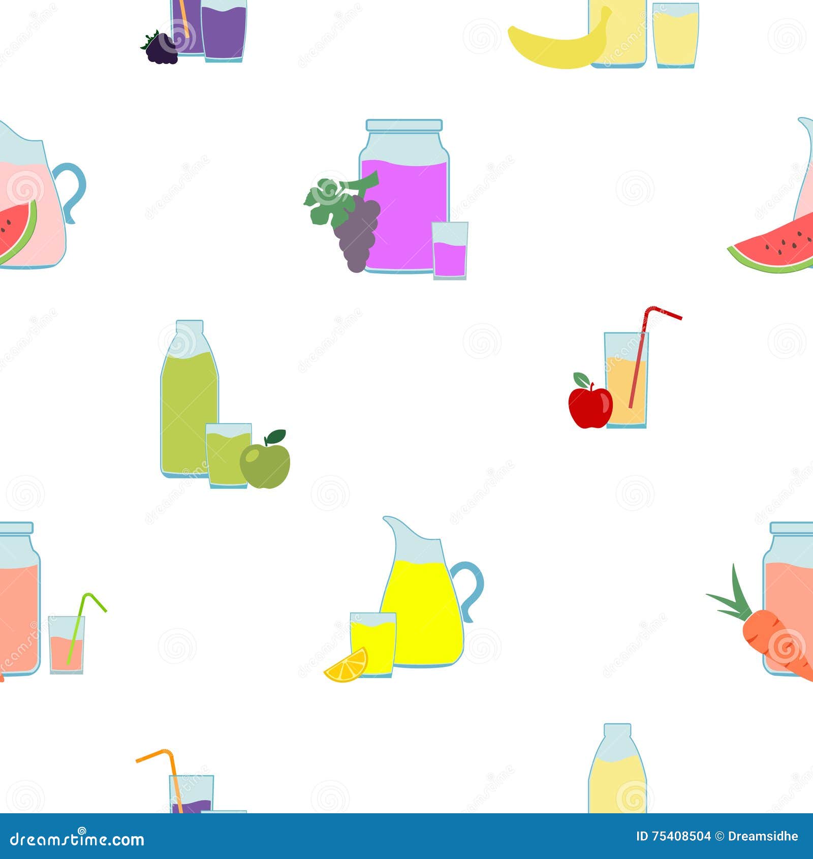 Seamless Pattern with Fruit Juice Icons Stock Vector - Illustration of ...