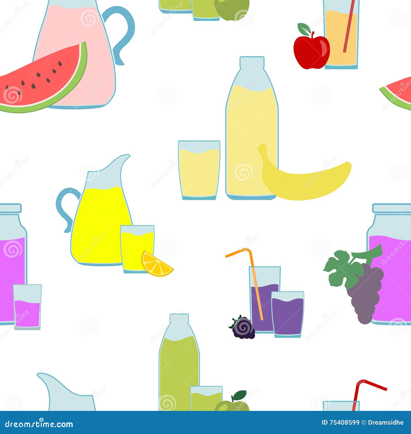 Seamless Pattern with Fruit Juice Icons Stock Vector - Illustration of ...