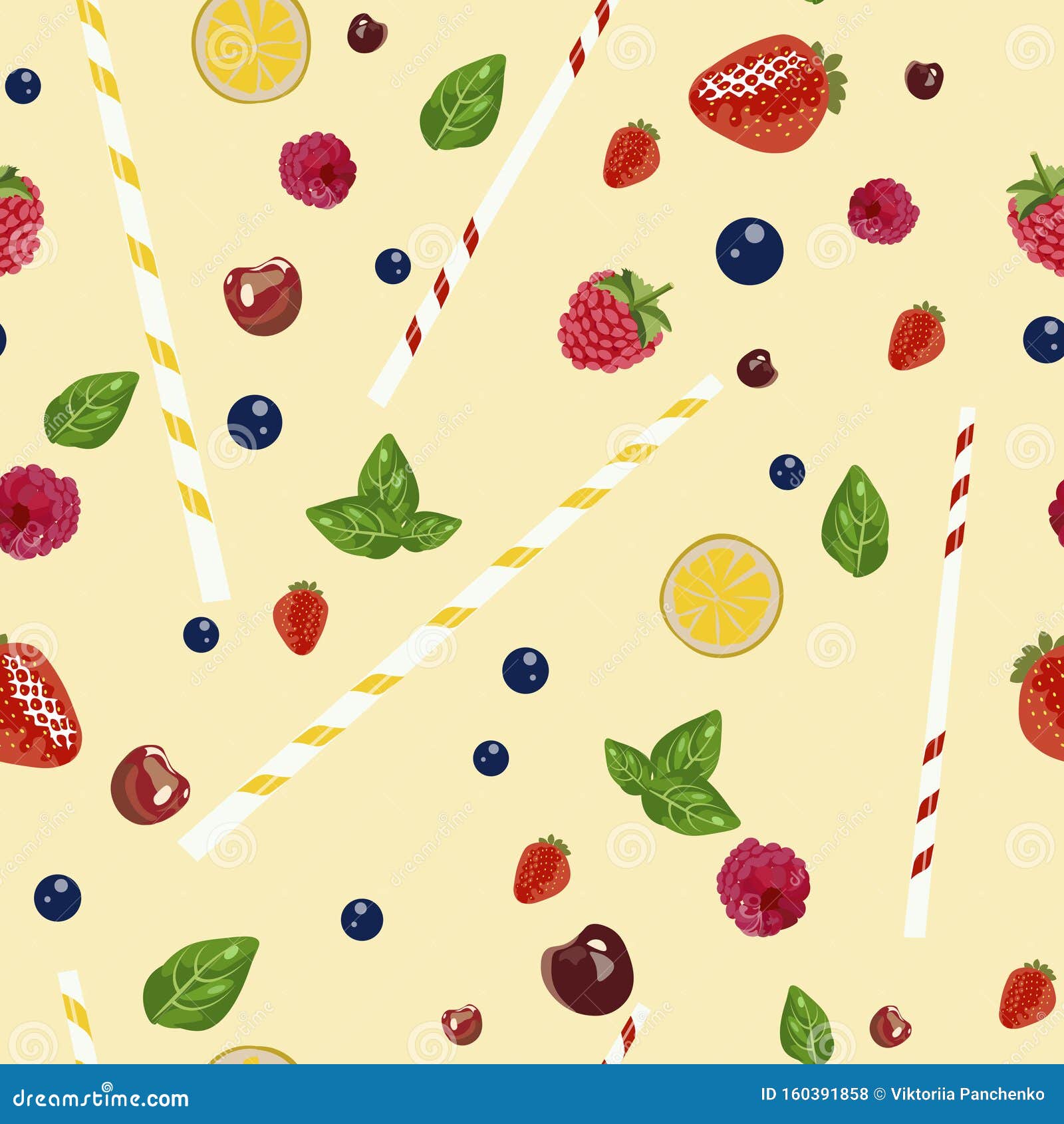 Seamless Pattern. Fruits and Berries Composition for a Cocktail ...