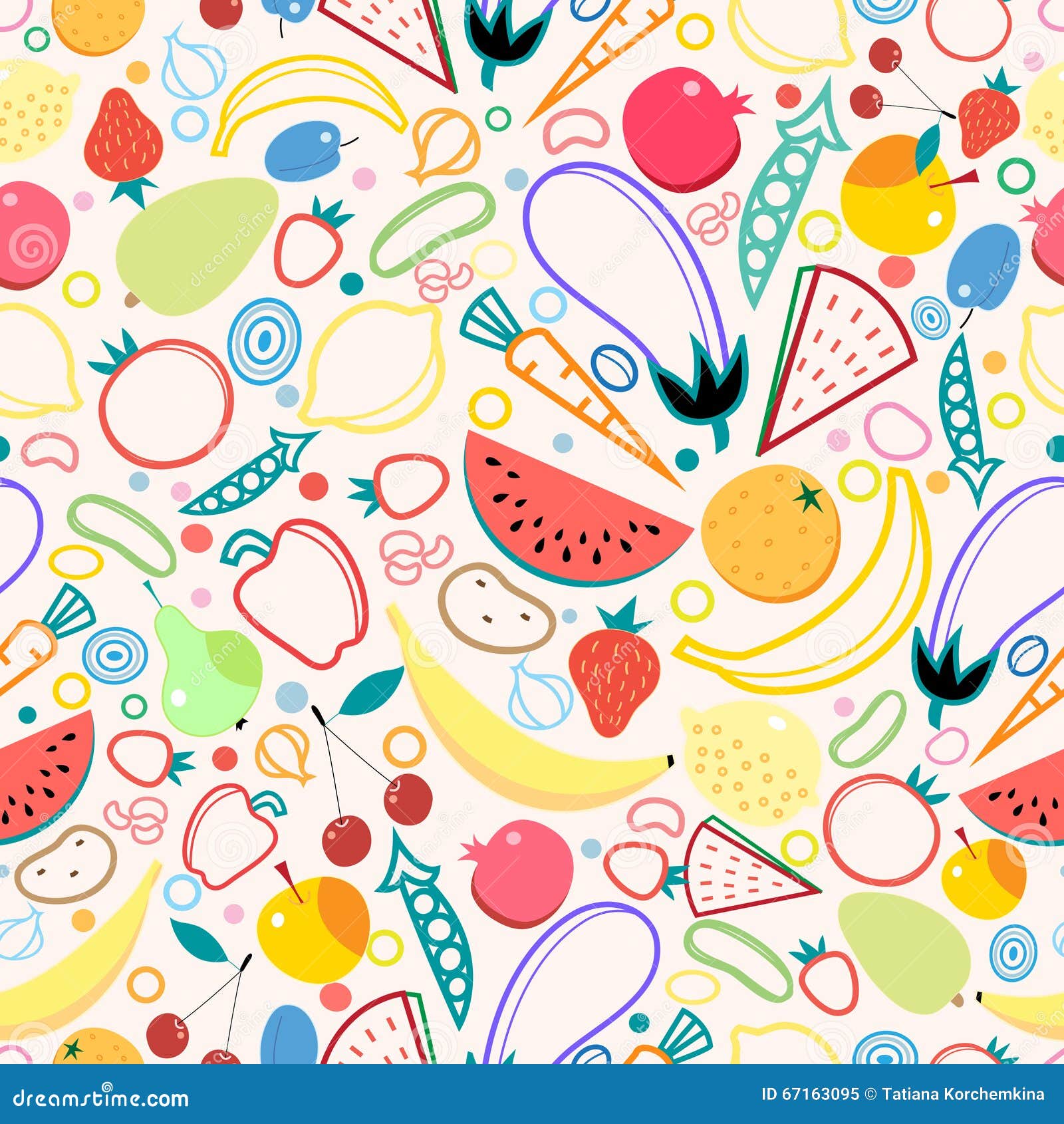 Seamless Pattern Fruits and Vegetables Stock Vector - Illustration of ...