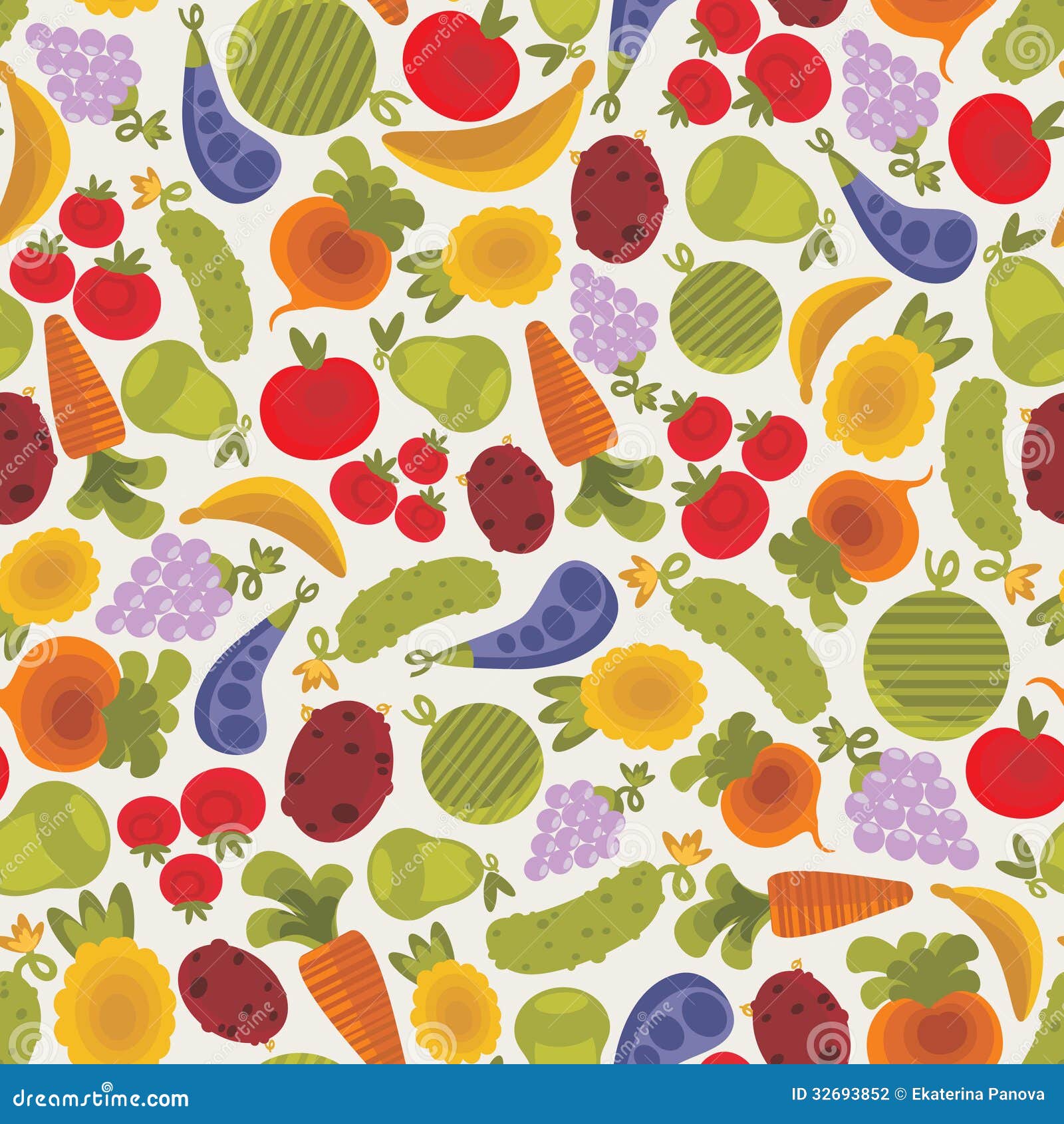 Seamless Pattern with Fruits and Vegetables. Stock Vector ...