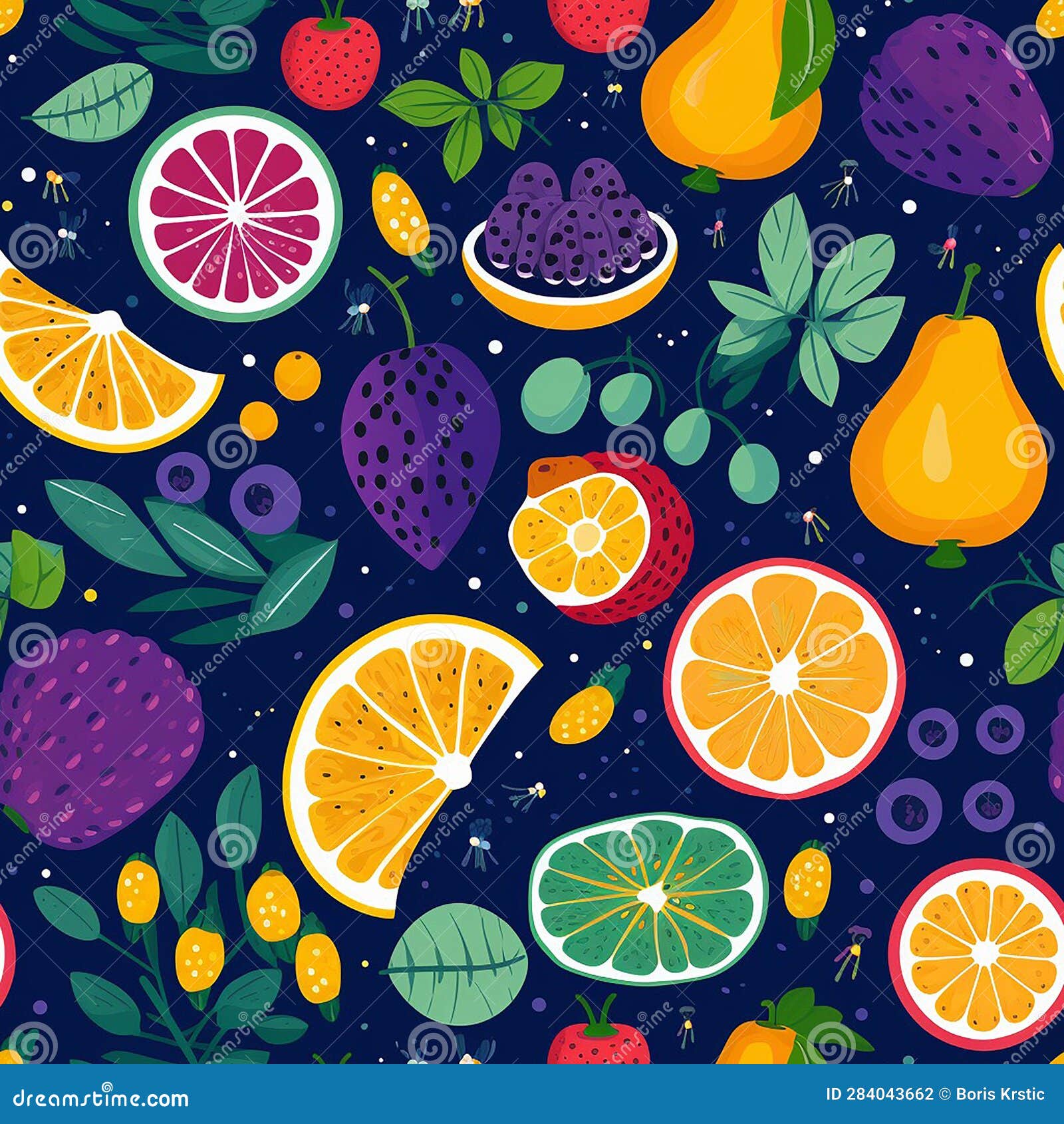 Seamless Pattern of Fruits stock illustration. Illustration of creative ...