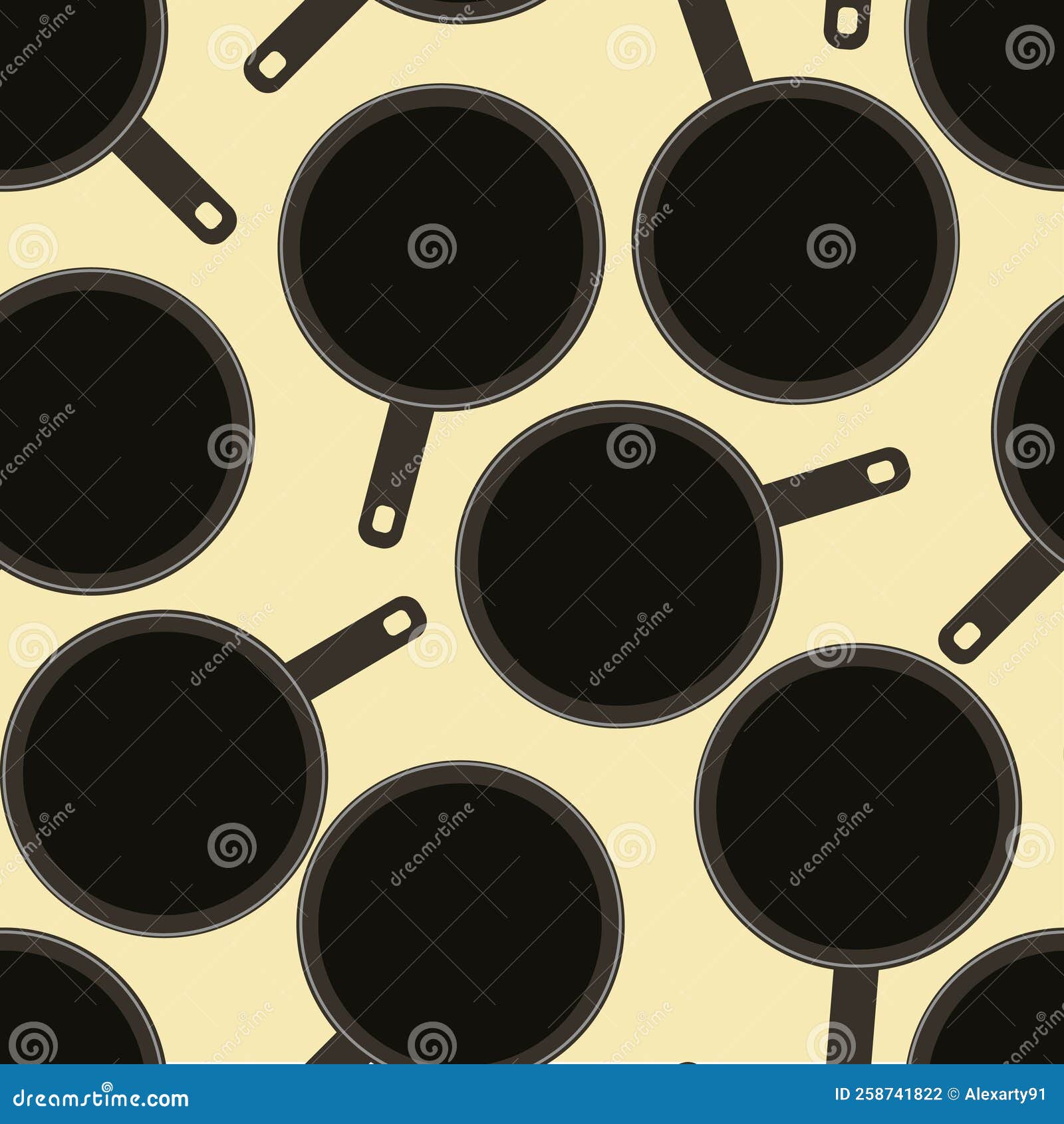 Seamless Pattern with Frying Pans Stock Vector - Illustration of yolk ...