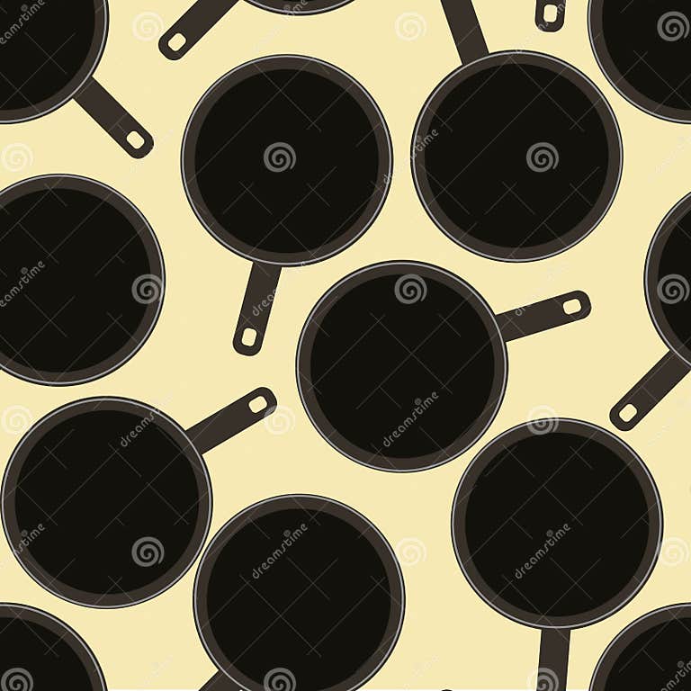 Seamless Pattern with Frying Pans Stock Vector - Illustration of yolk ...