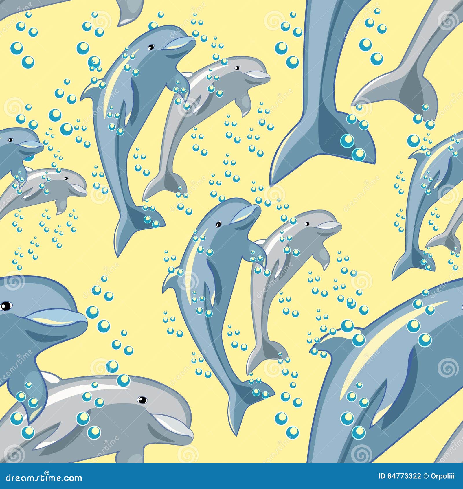 Seamless Pattern Fun the Dolphin Couple is Smiling Vector Illus Stock ...