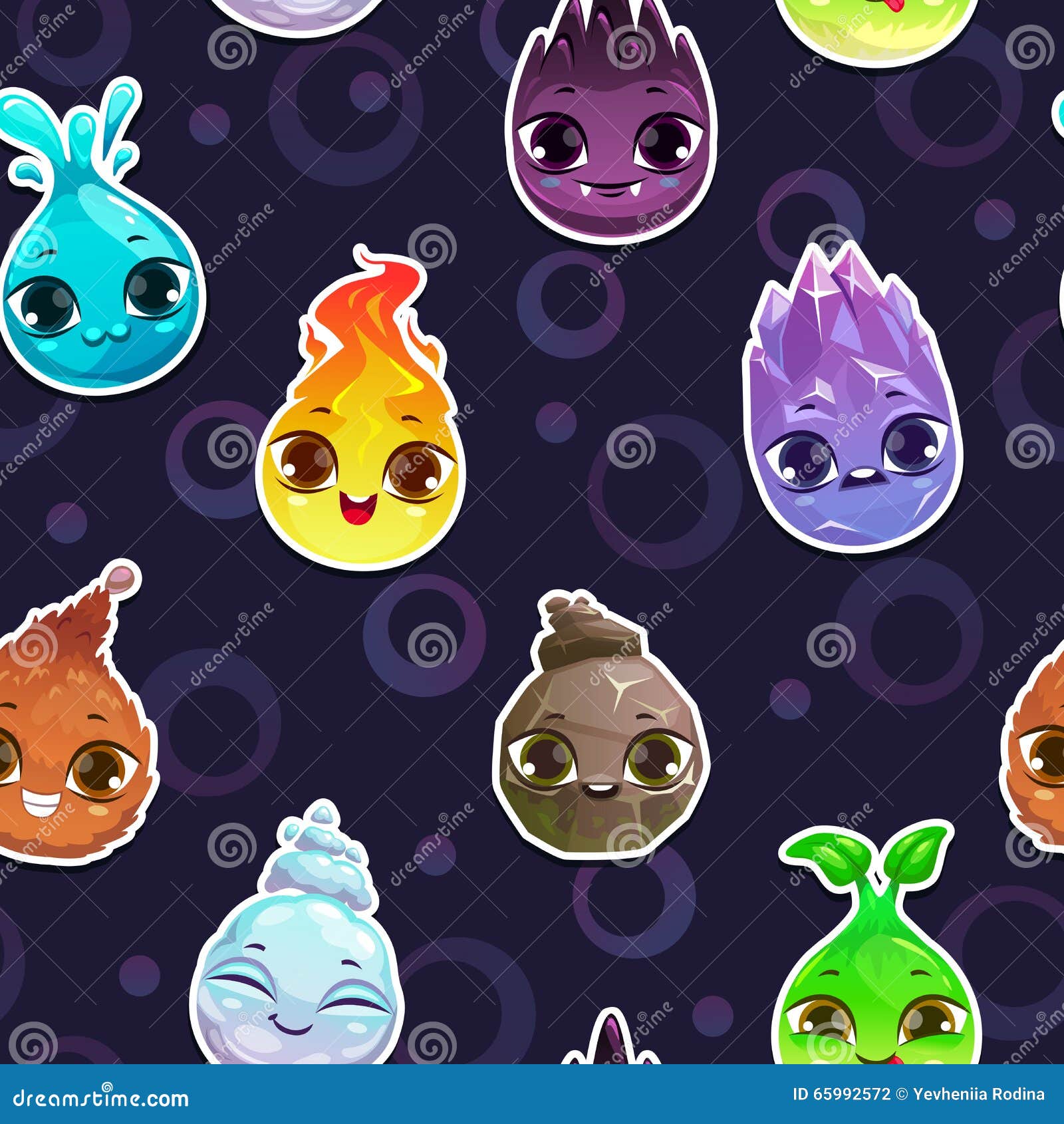 Seamless Pattern with Funny Cartoon Characters Stock Vector ...