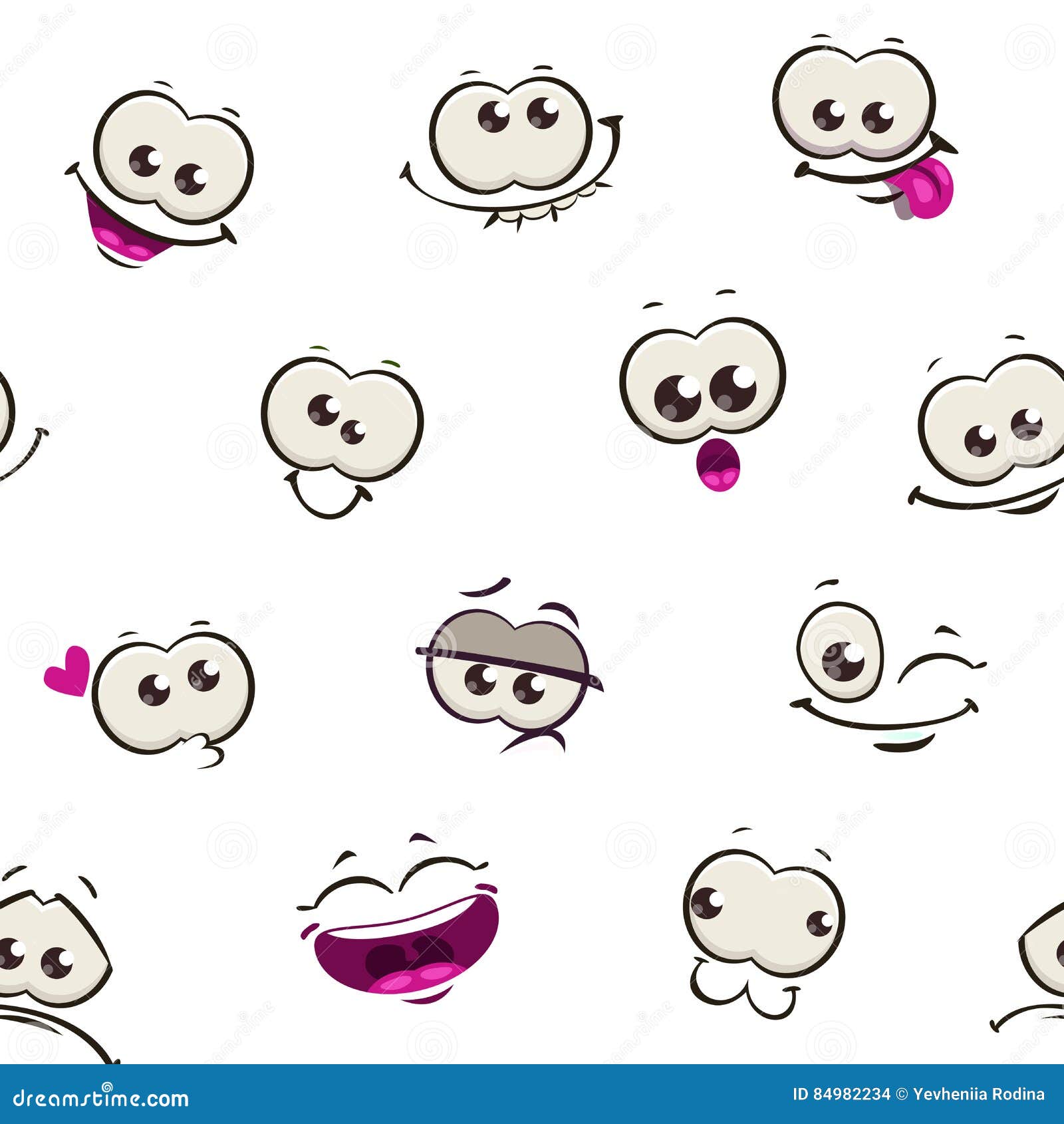 Seamless Pattern with Funny Cartoon Comic Faces Stock Vector ...