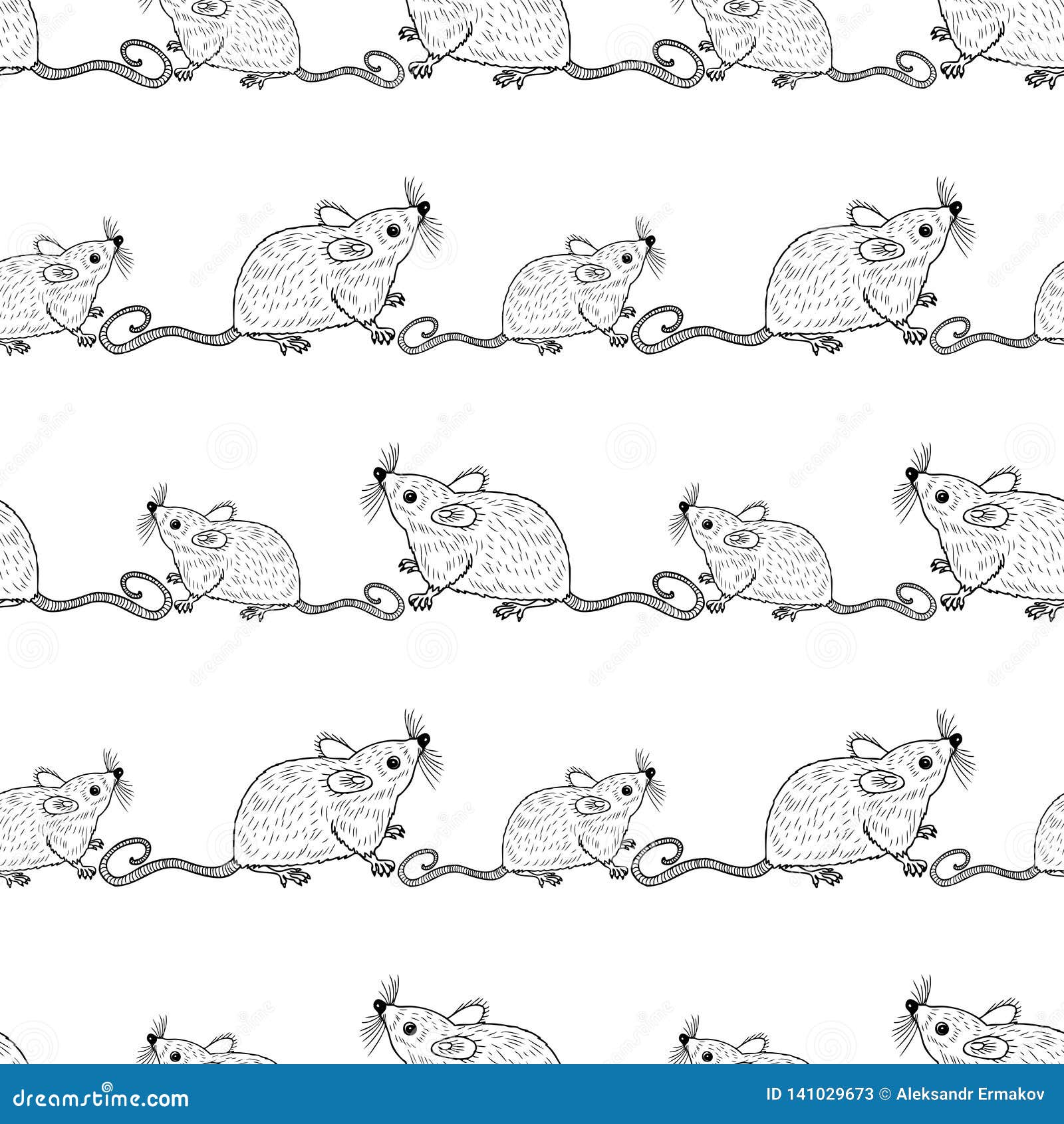 Seamless Pattern of Funny Cartoon Rats Stock Vector - Illustration of ...