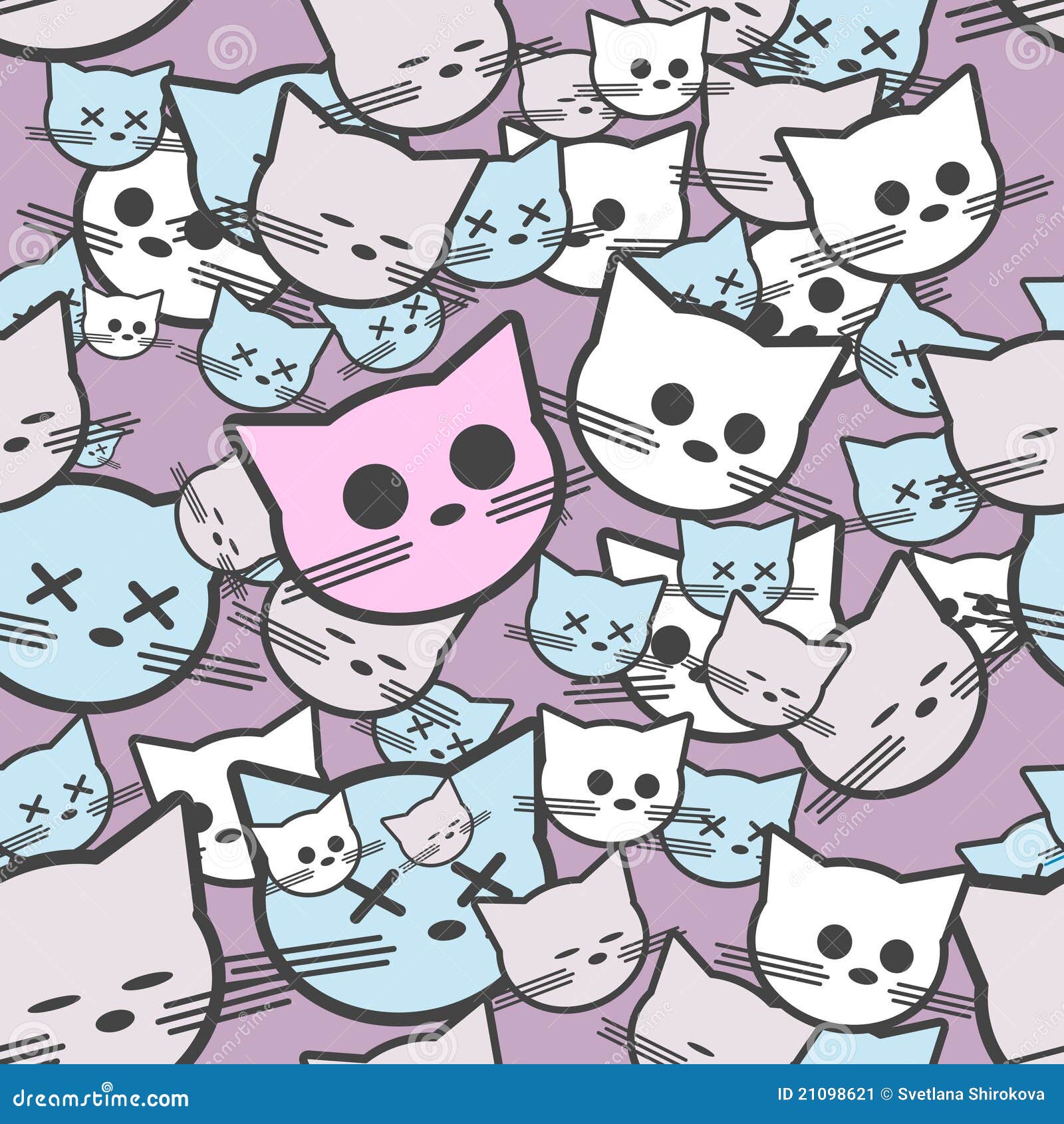 Seamless Pattern with Funny Cats Stock Vector - Illustration of card ...