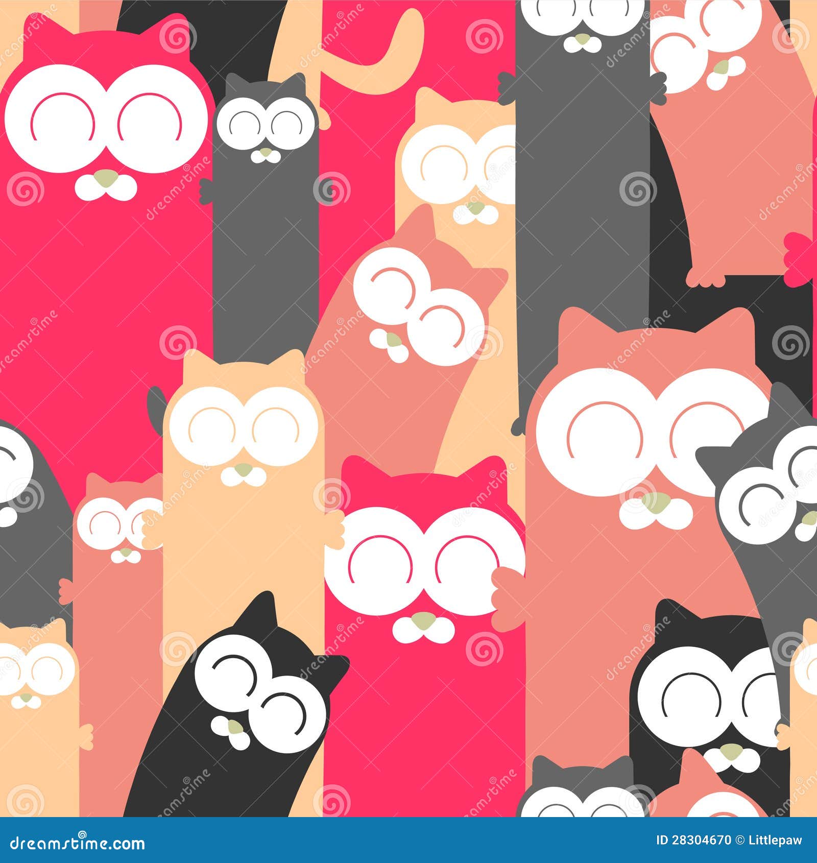 Seamless Pattern with Funny Cats Stock Vector - Illustration of ...