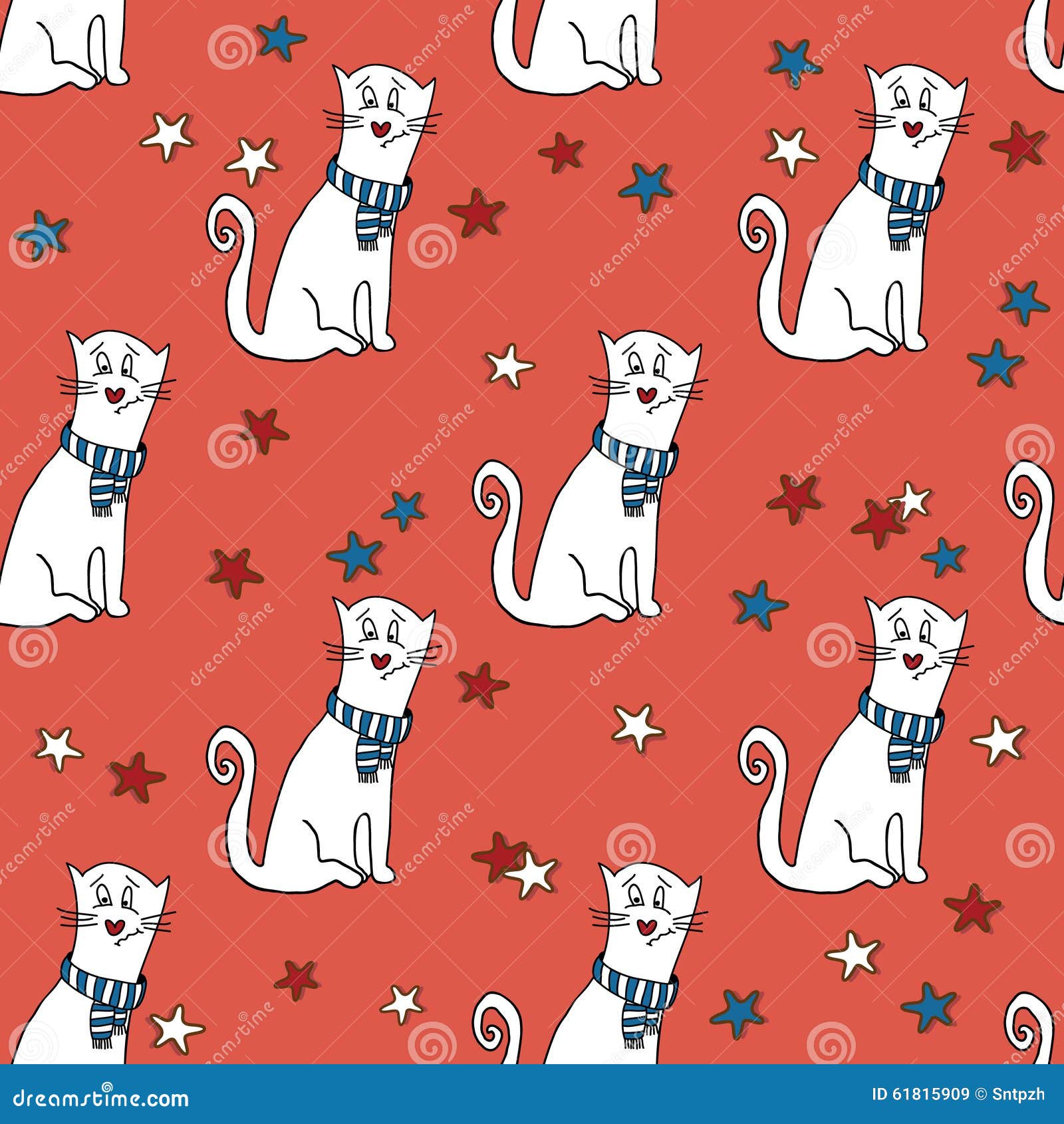 Seamless Pattern with Funny Cats Stock Vector - Illustration of mascot ...
