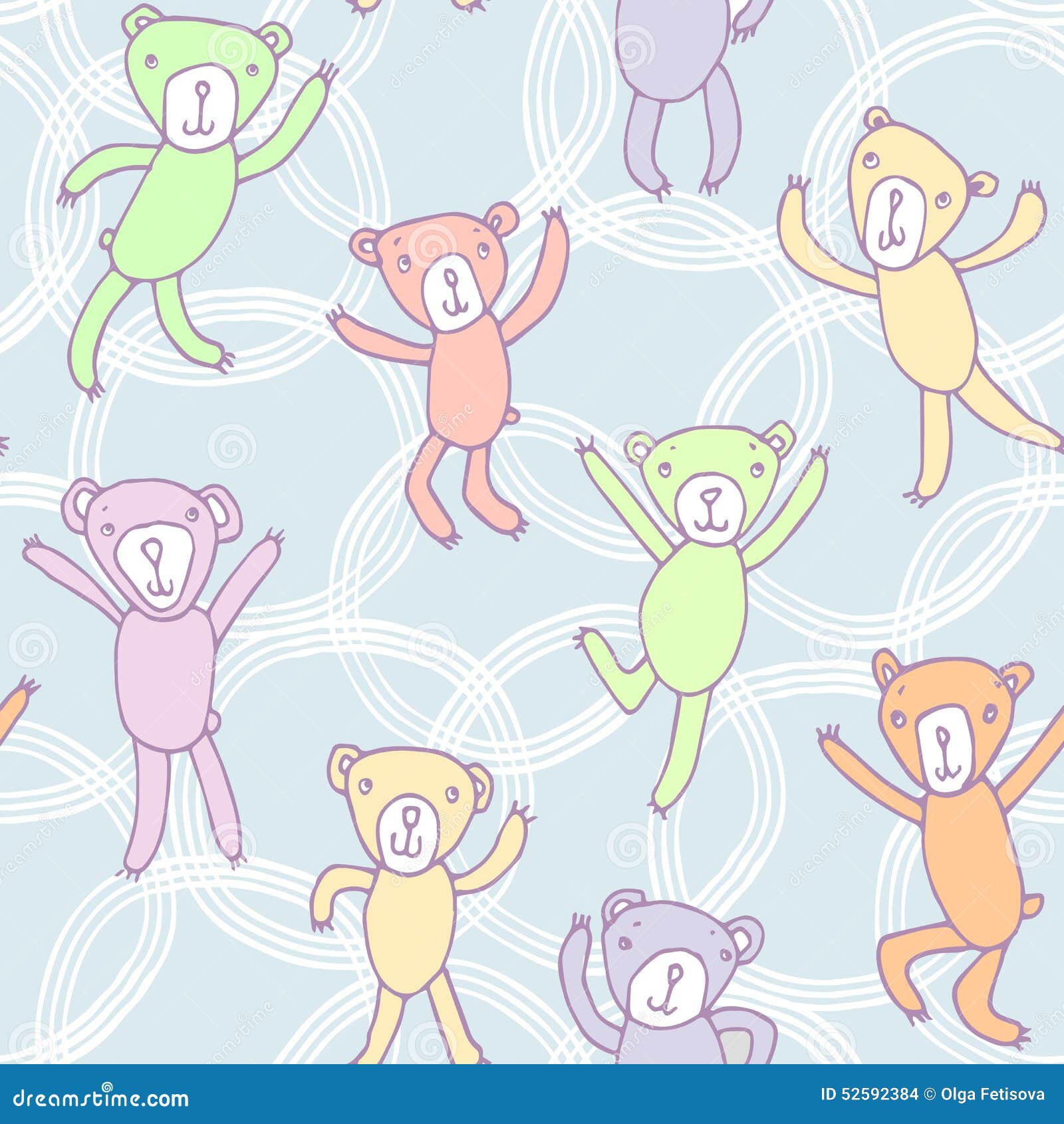 Seamless Pattern with Funny Dancing Bears Stock Vector - Illustration ...