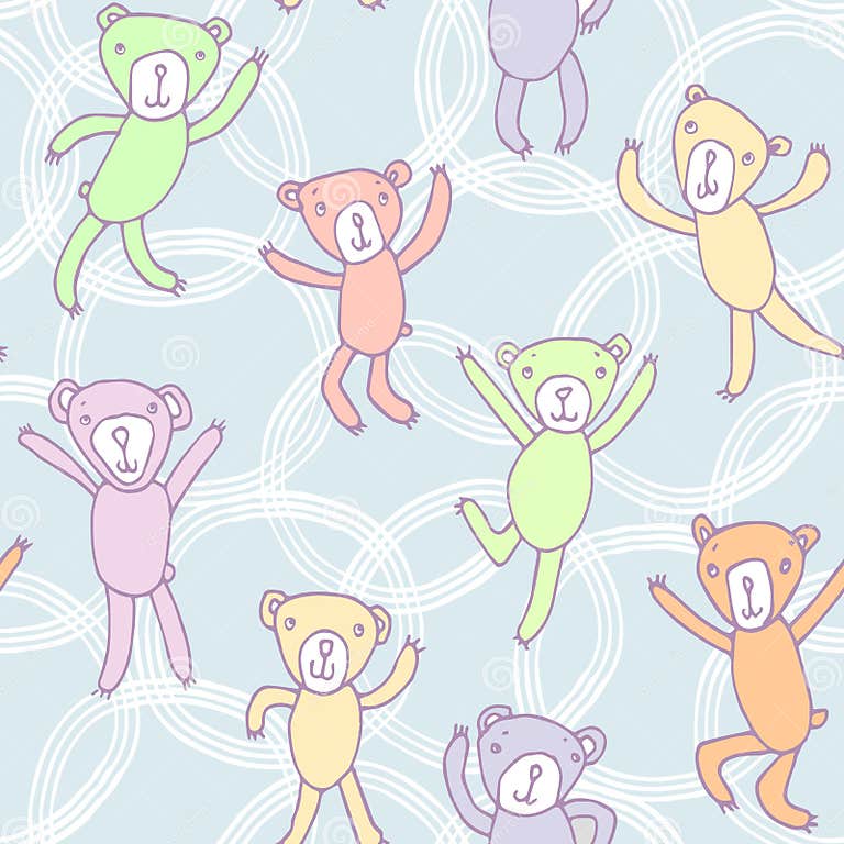 Seamless Pattern with Funny Dancing Bears Stock Vector - Illustration ...