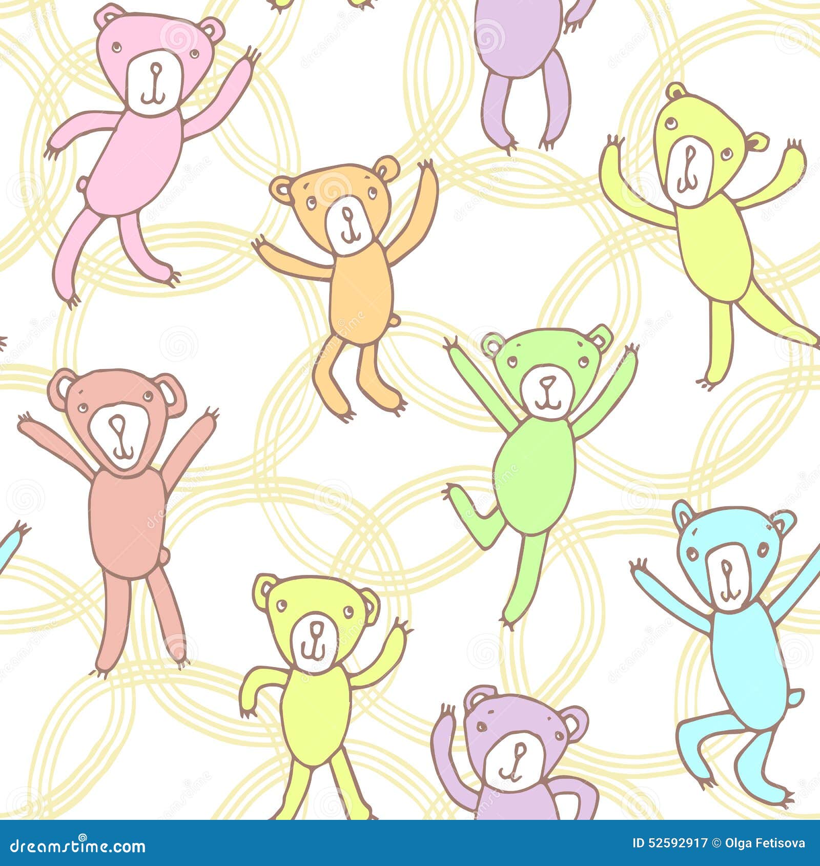Seamless Pattern with Funny Dancing Bears Stock Vector - Illustration ...