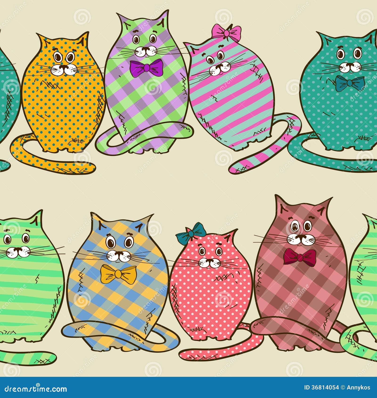 Seamless Pattern of Funny Fat Cats Stock Vector - Illustration of ...
