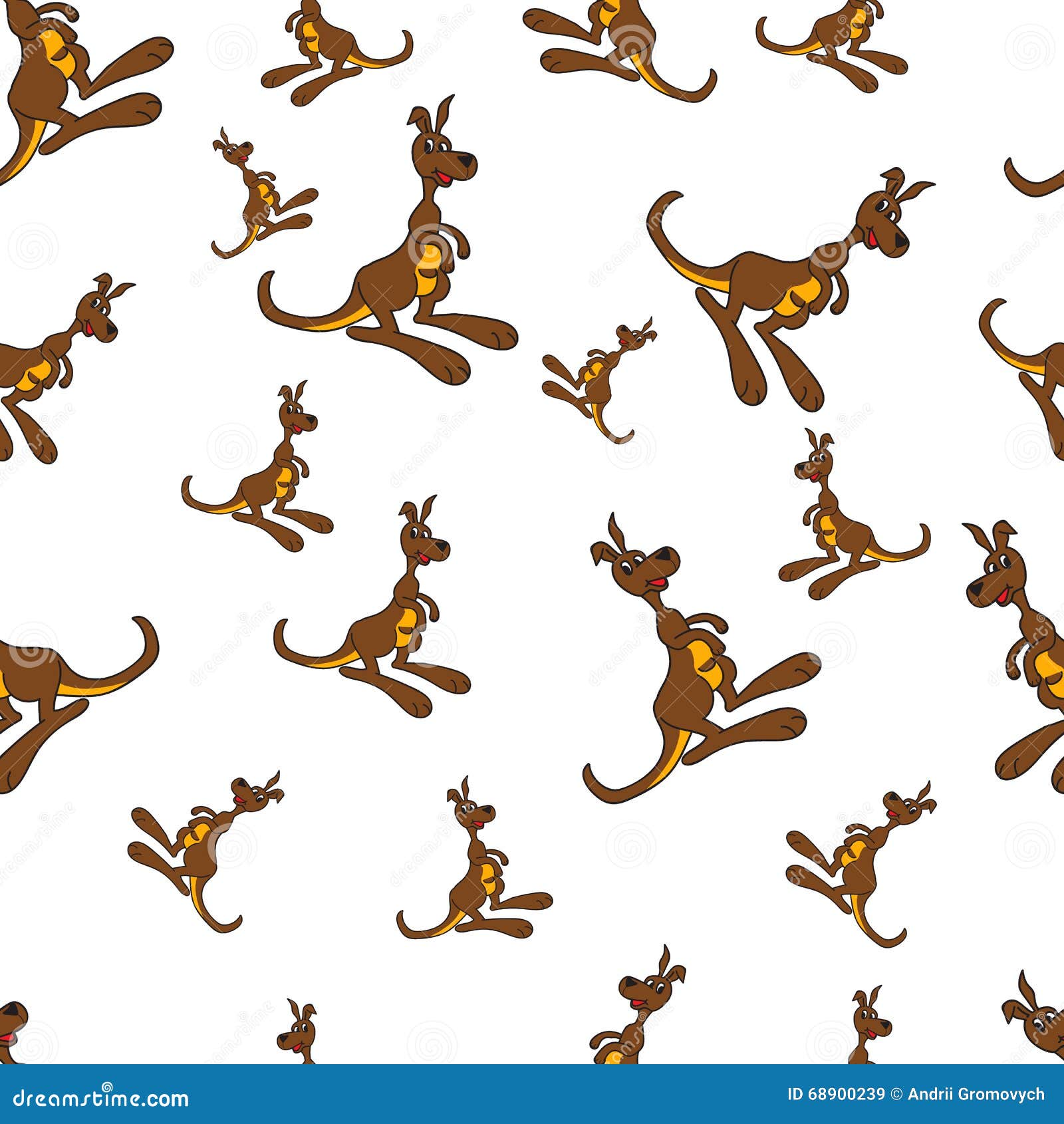 Seamless Pattern - Funny Kangaroo. Stock Vector - Illustration of happy ...