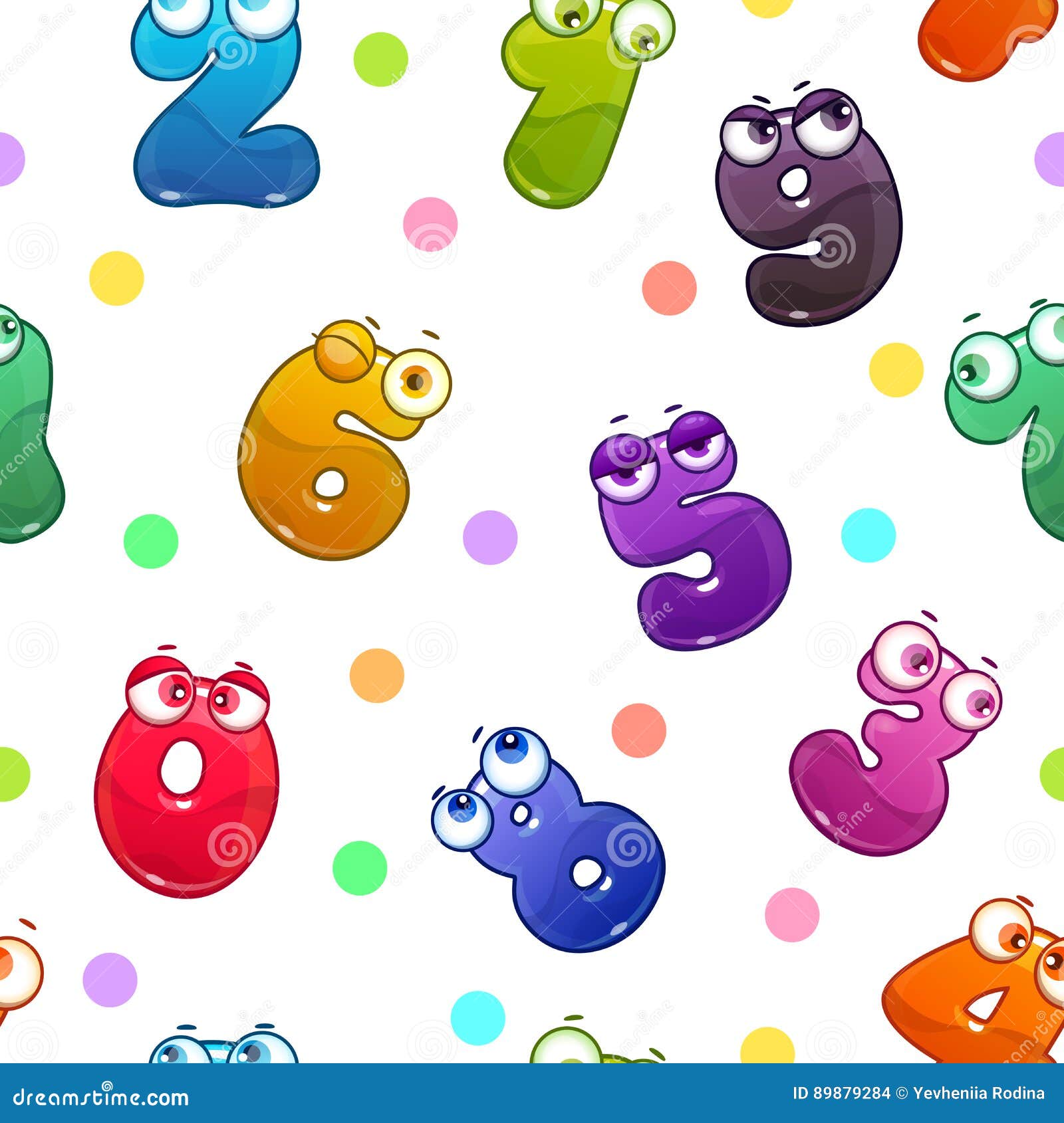 Seamless Pattern with Funny Number Characters. Stock Vector ...
