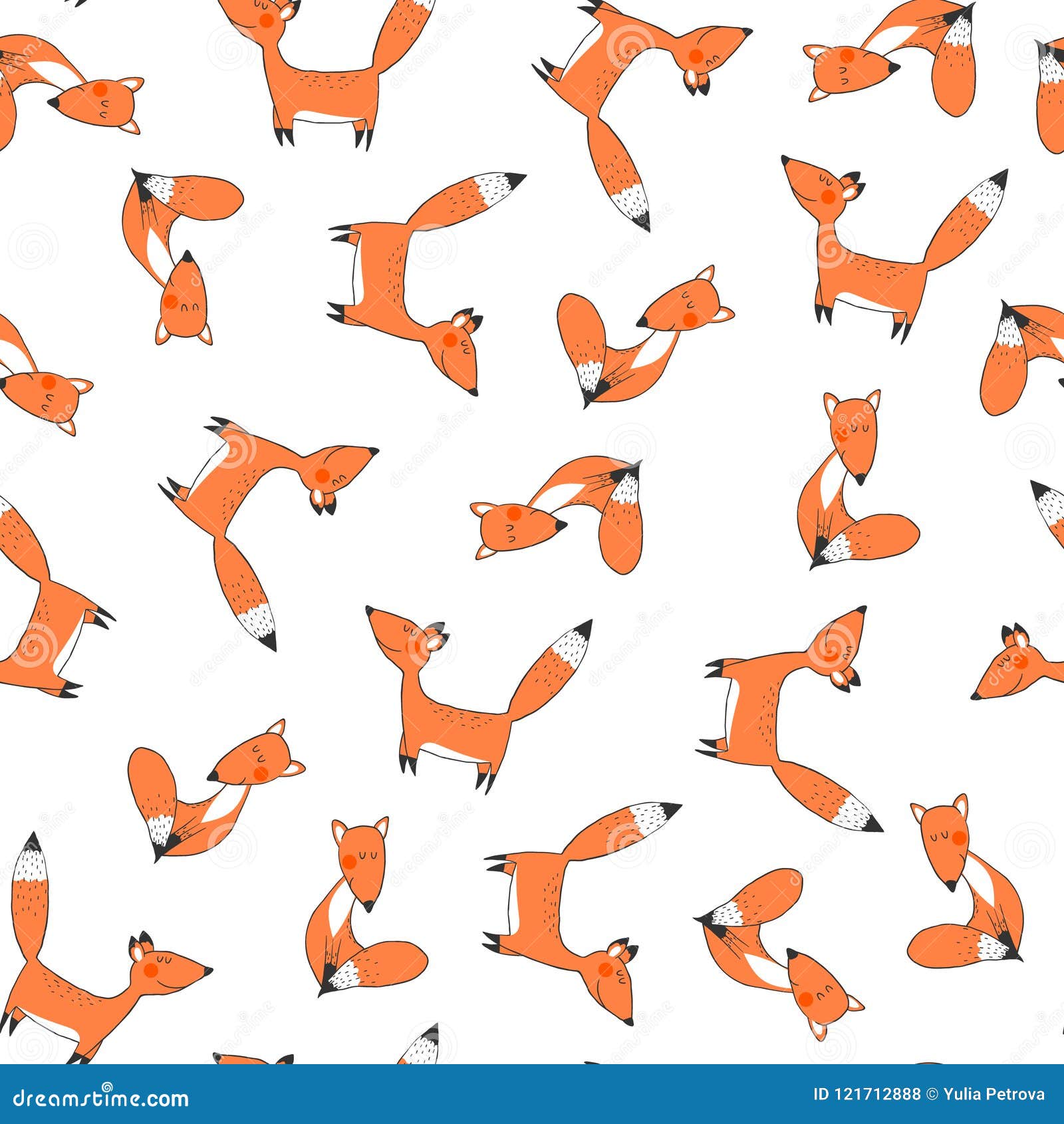 Seamless Pattern with Cartoon Fox Stock Vector - Illustration of ...