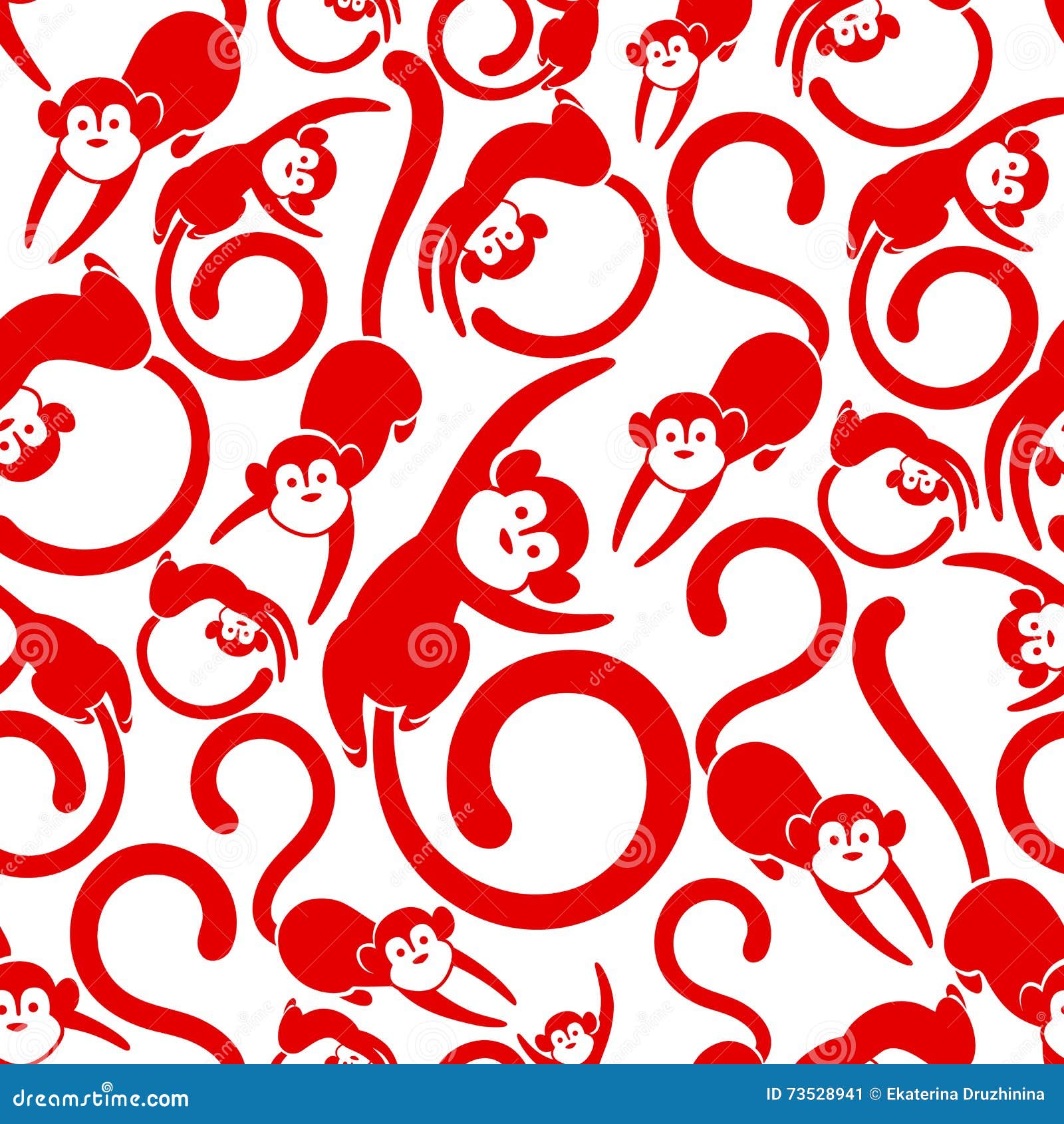 Seamless Pattern of Funny Red Monkeys Stock Vector - Illustration of ...