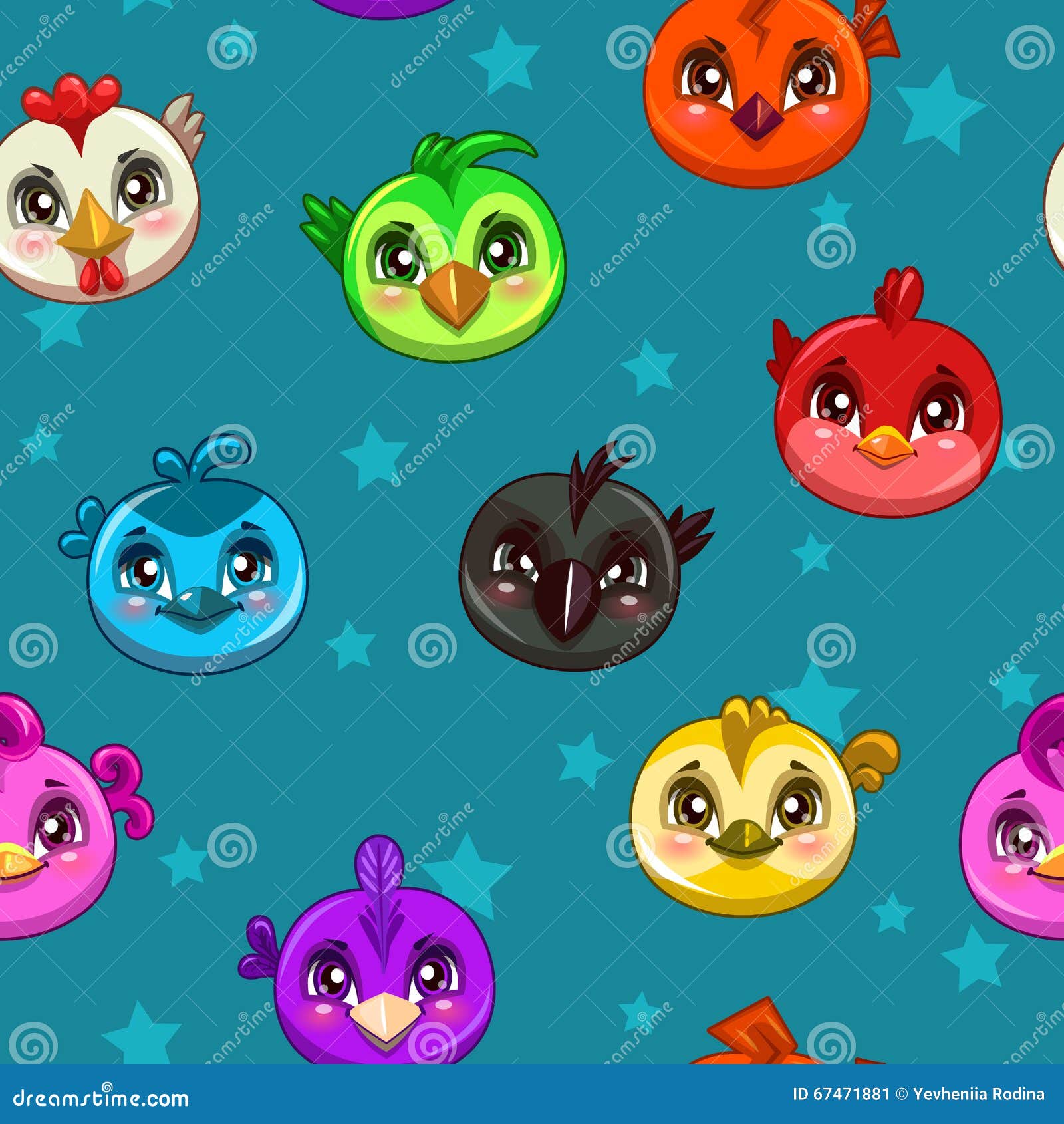 Seamless Pattern with Funny Round Birds Stock Vector - Illustration of ...