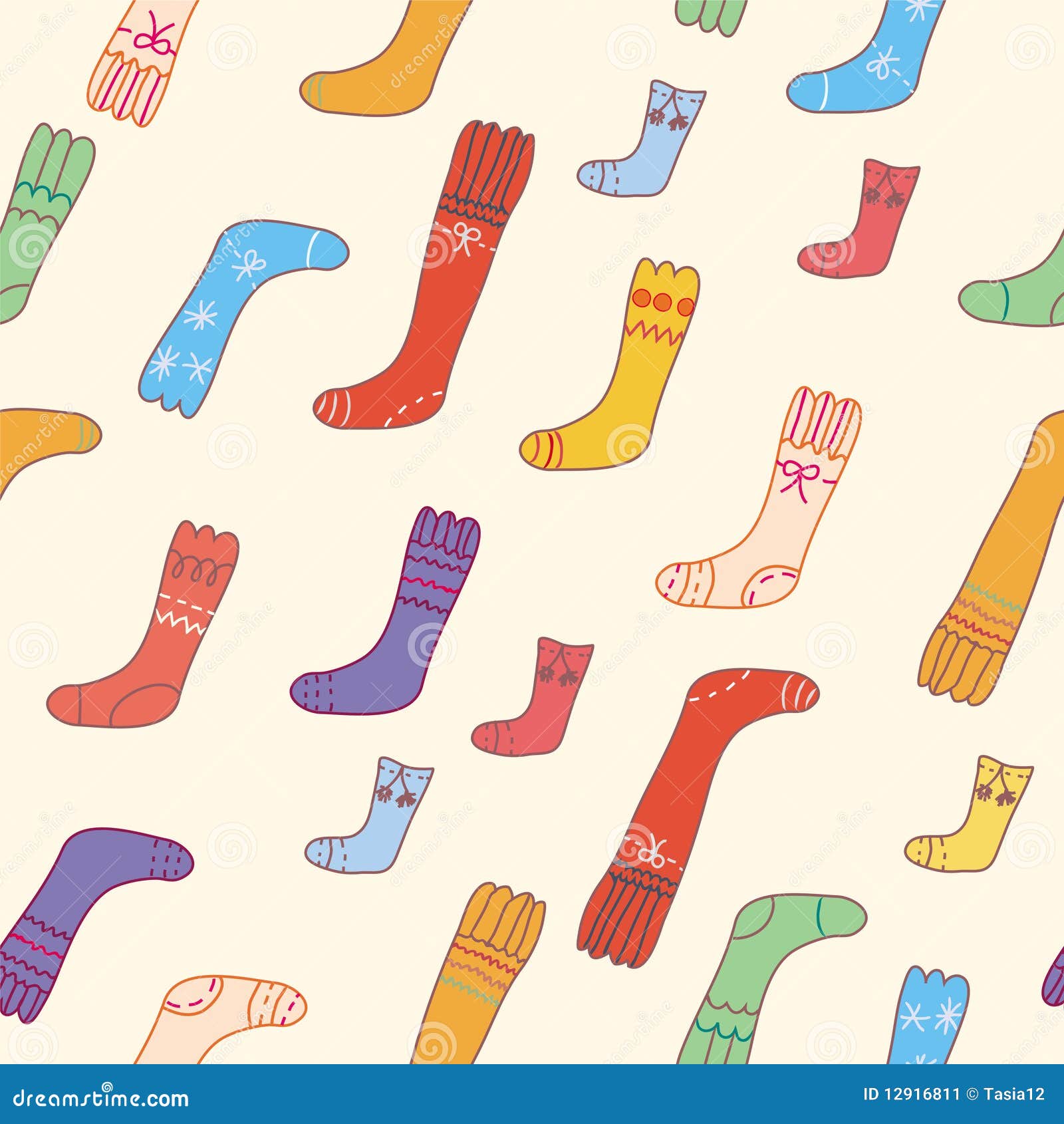 Seamless Pattern with Funny Socks Stock Vector - Illustration of ...
