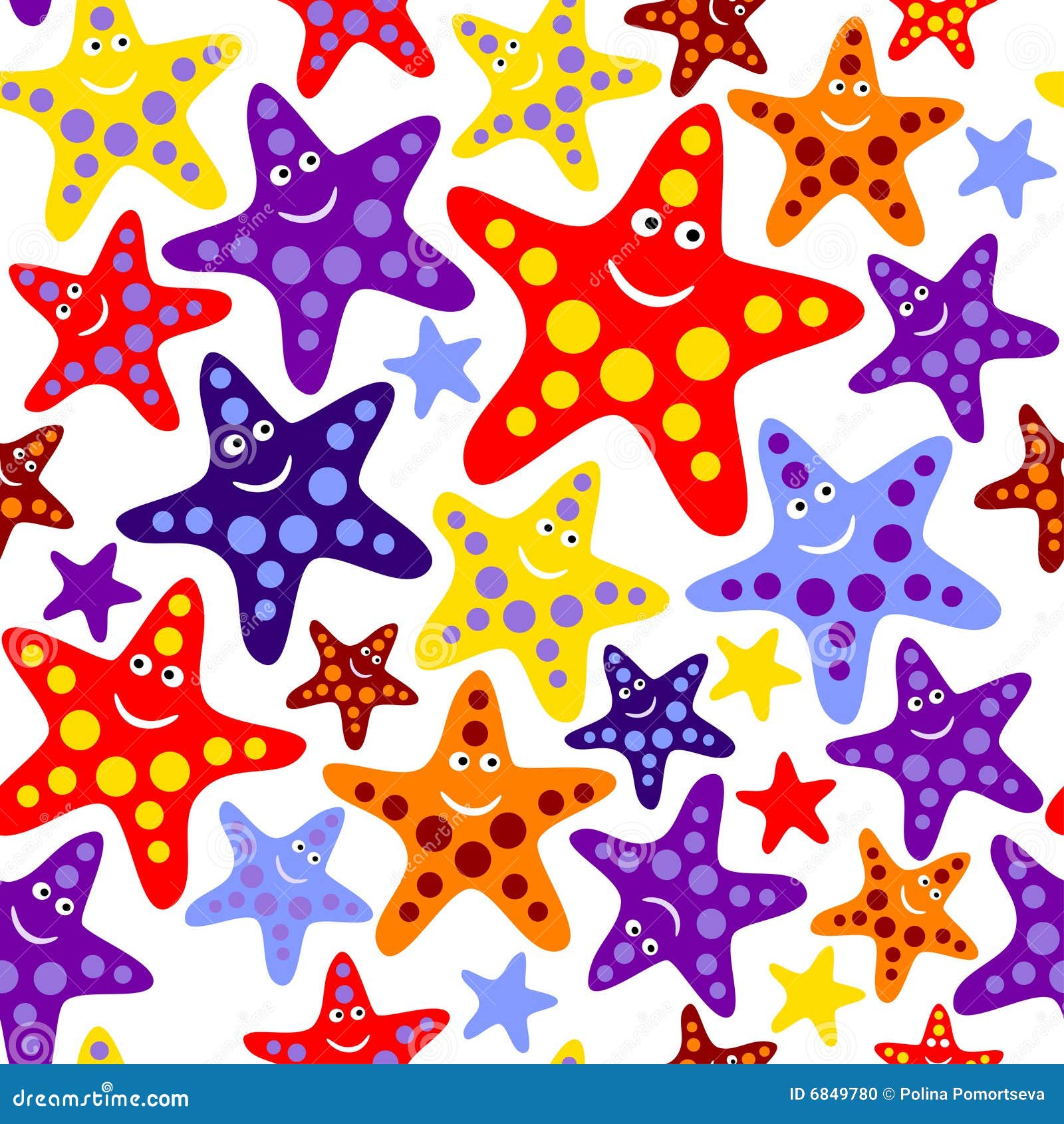 Seamless Pattern with Funny Starfish Stock Vector - Illustration of ...