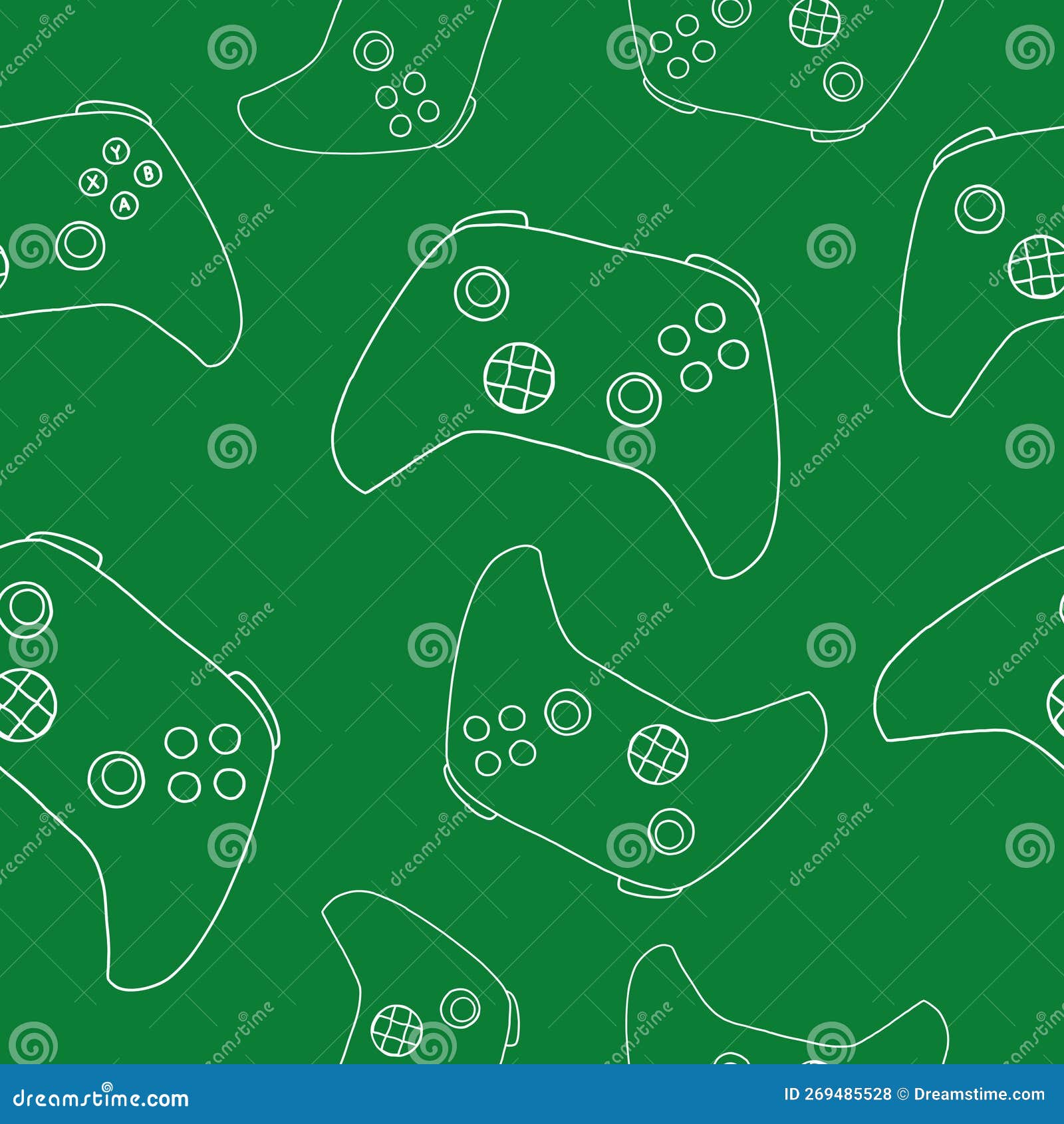 Game Controllers Seamless Pattern. Wallpaper. in Outline Doodle Flat ...