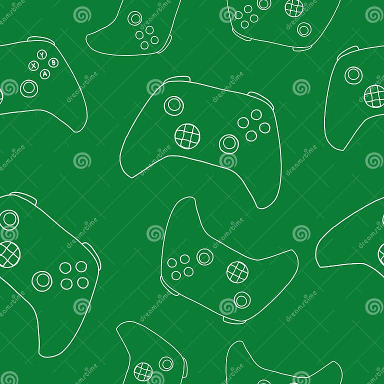 Game Controllers Seamless Pattern. Wallpaper. in Outline Doodle Flat ...