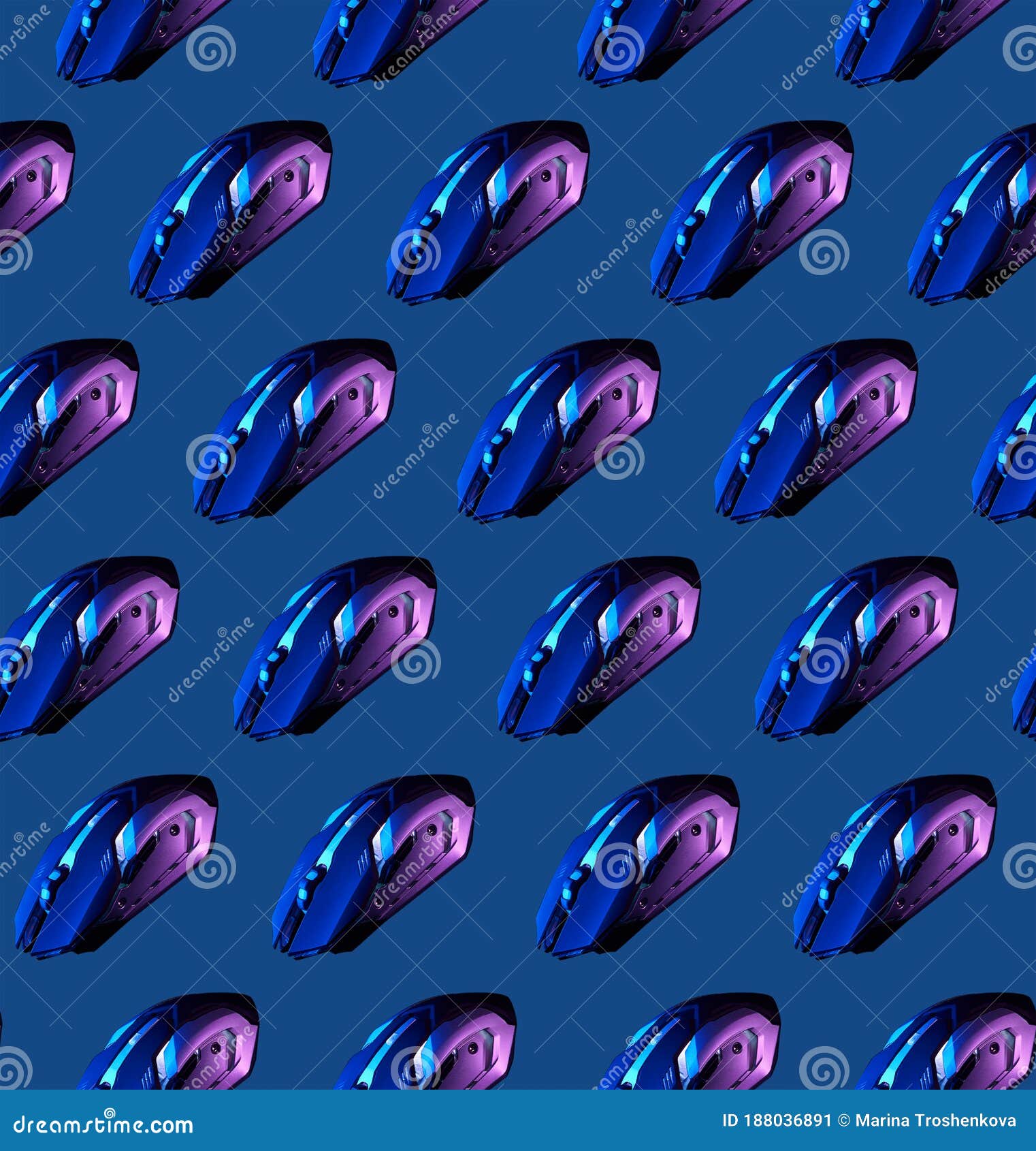 Seamless Pattern with Games Mouse on Blue Background. Stock Image ...